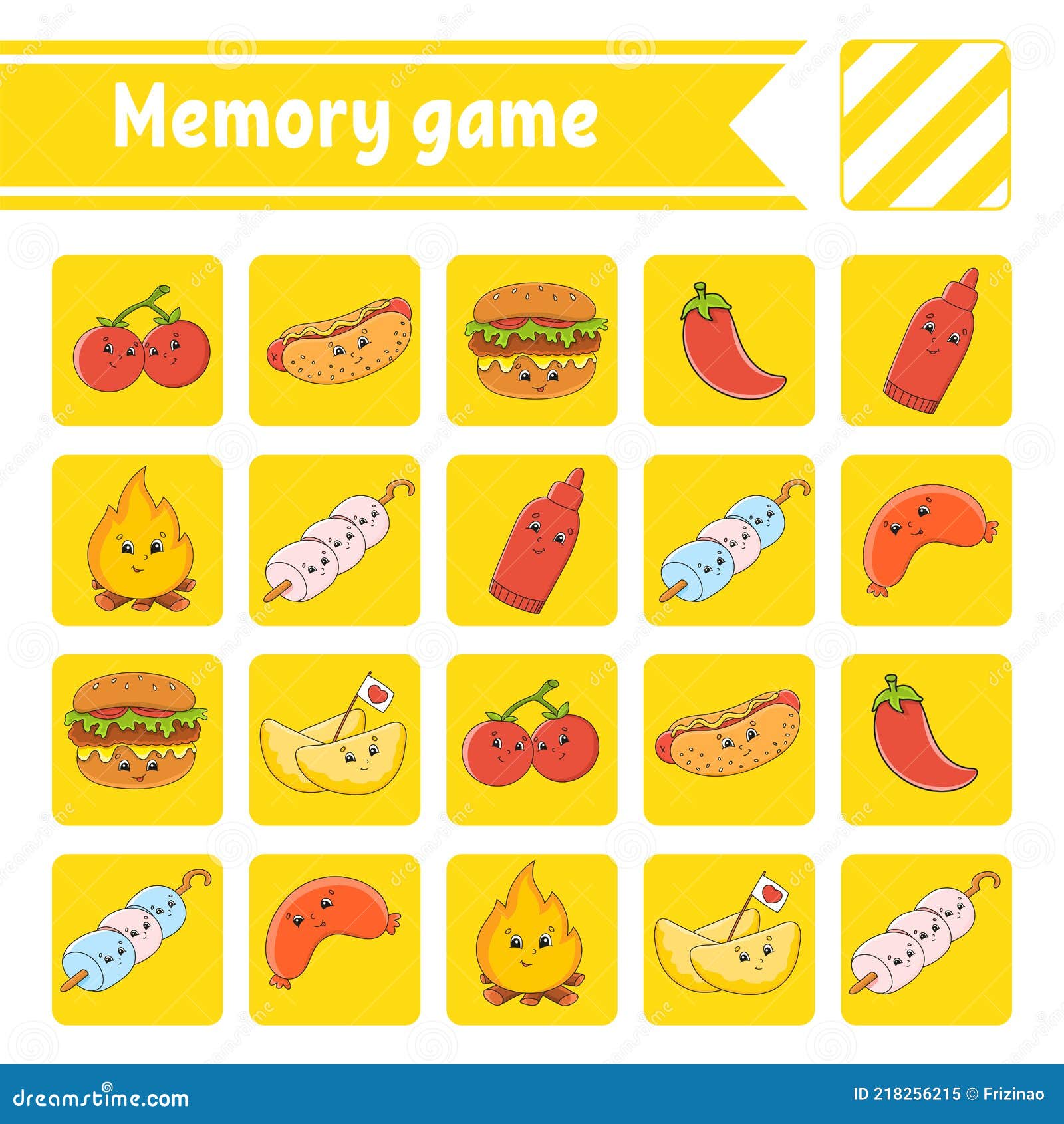 Memory Game for Kids. Education Developing Worksheet. Activity Page ...