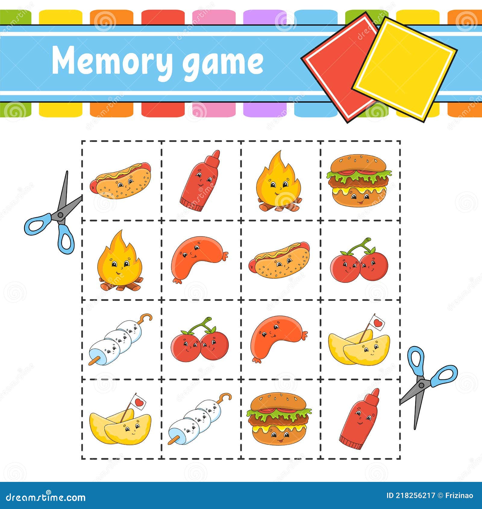 Memory Game for Kids. Education Developing Worksheet. Activity Page ...