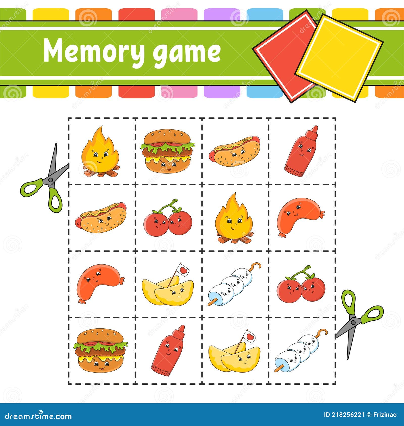 Memory Game for Kids. Education Developing Worksheet. Activity Page ...