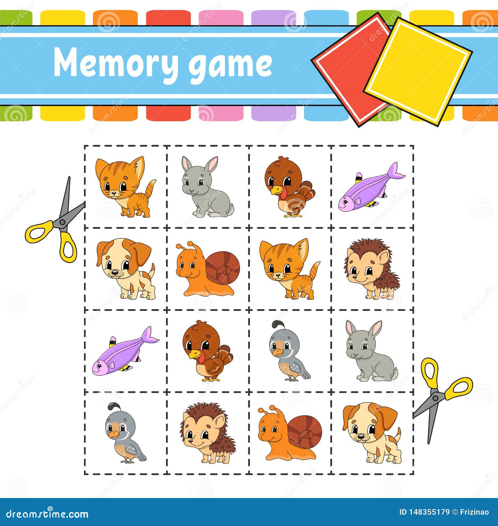 Memory Game for Kids. Education Developing Worksheet. Activity Page ...