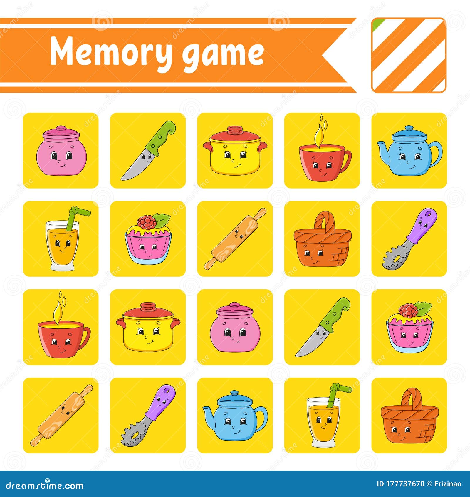 Memory Game for Kids. Education Developing Worksheet. Activity Page ...