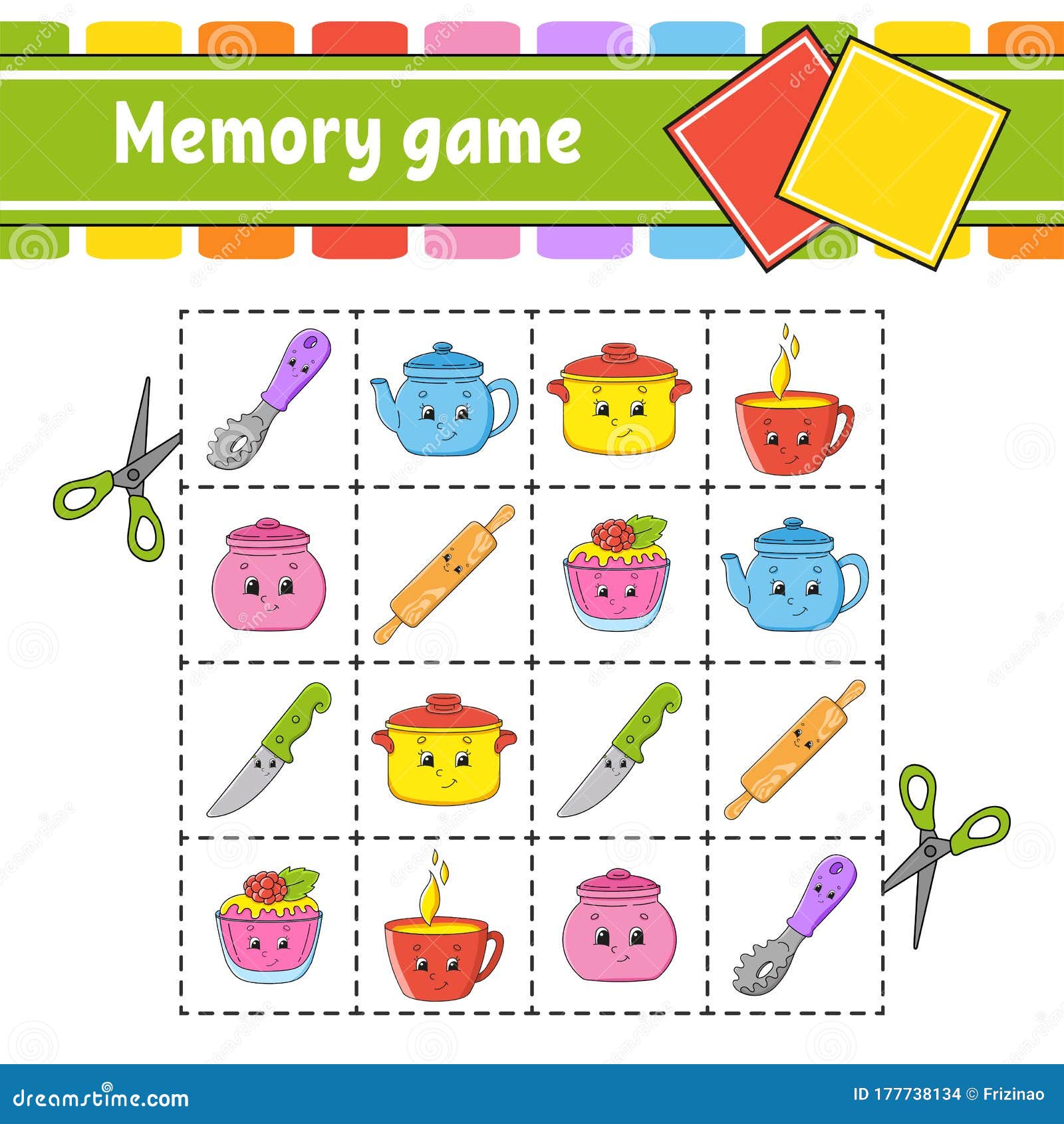 Memory Game for Kids. Education Developing Worksheet. Activity Page ...