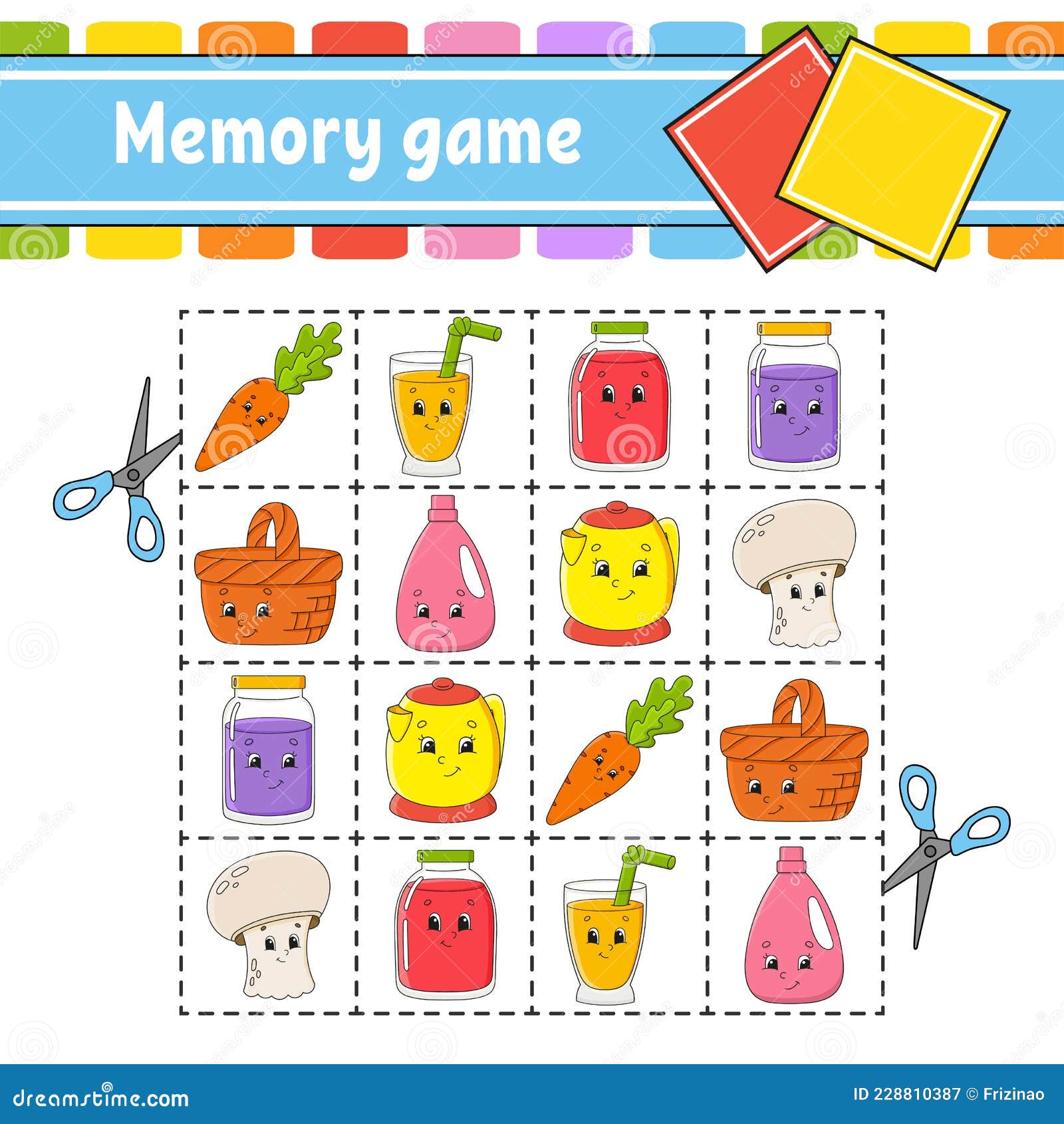 Memory Game for Kids. Education Developing Worksheet. Activity Page ...