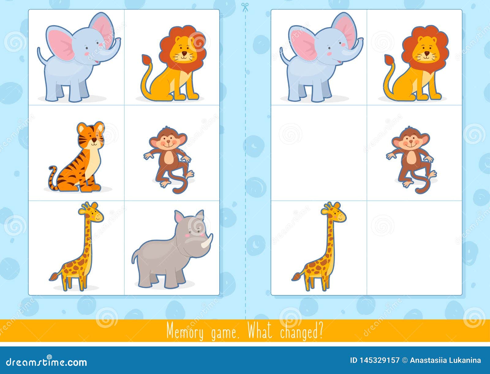 Memory Game For Children, Cards With Farm Animals Vector Illustration ...