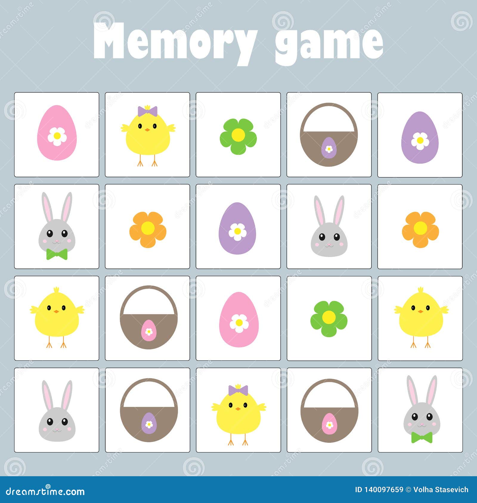 Memory Game with Pictures Decoration Easter Eggs for Children, Fun ...
