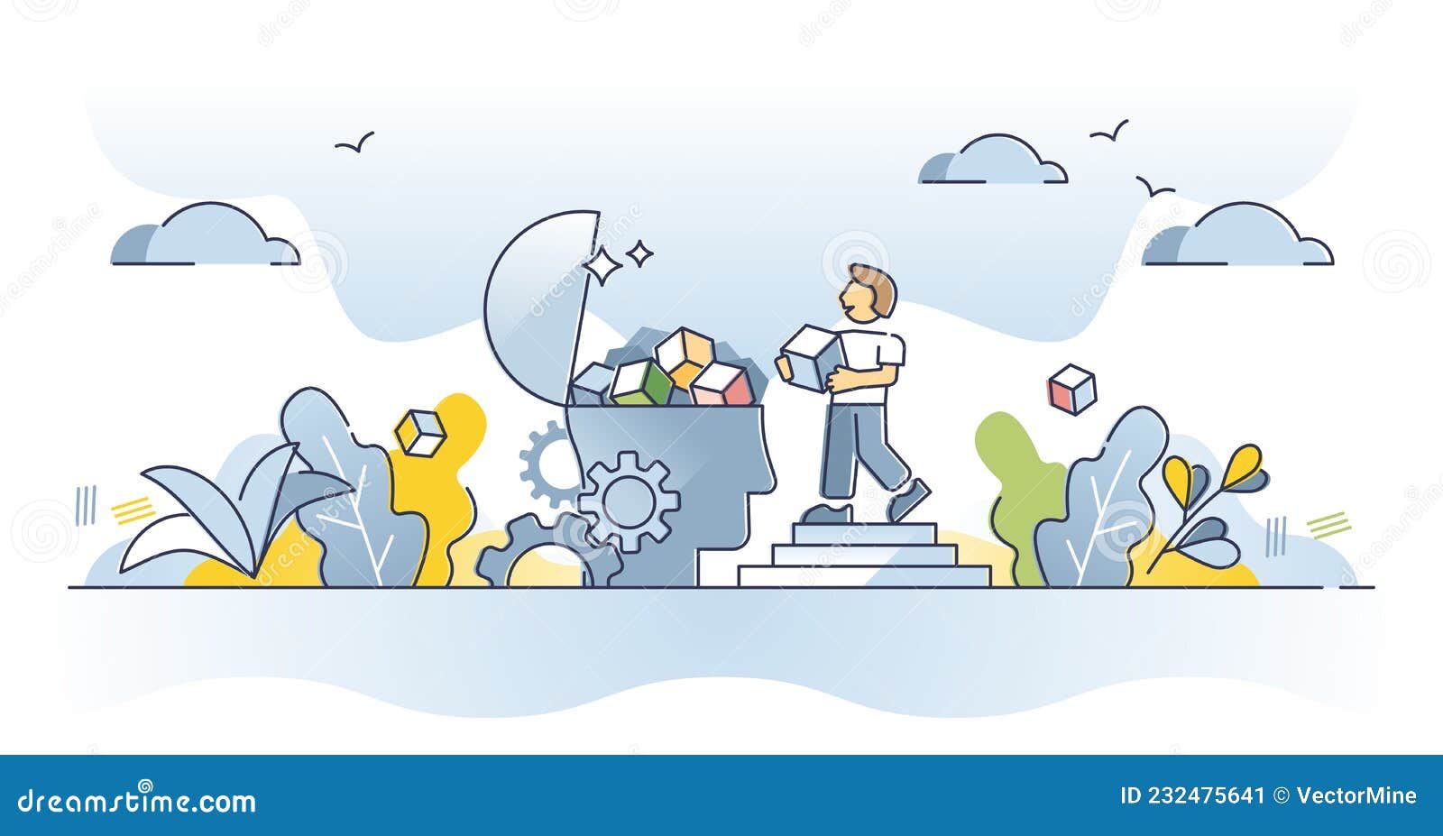 Memory - Intellectual Process of the Mind and Brains, Vector Outline ...