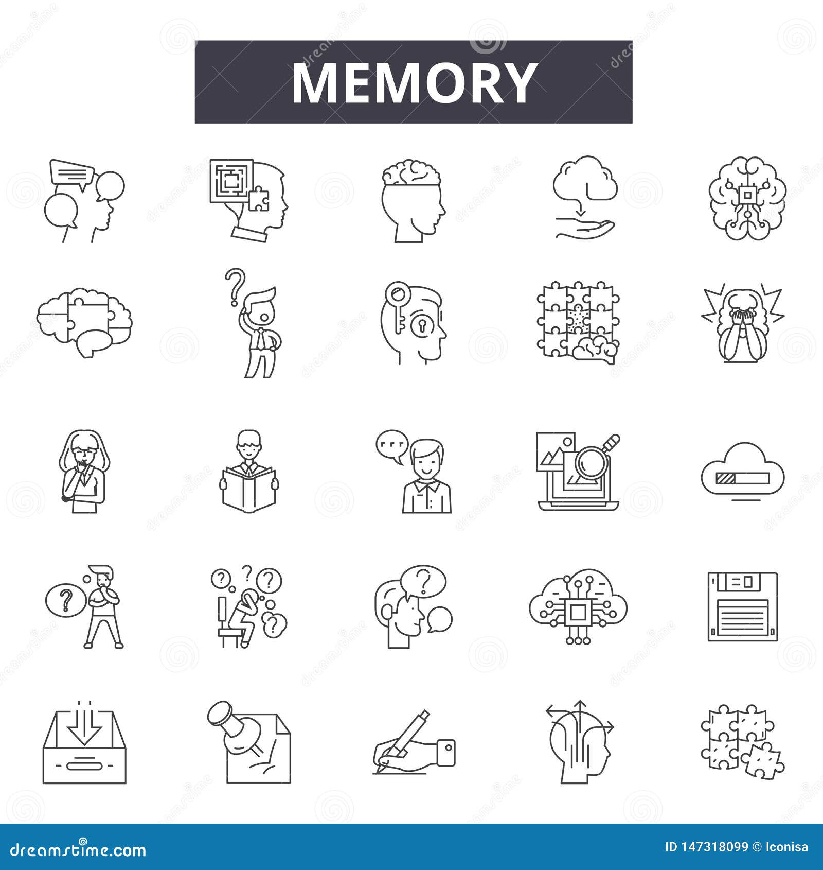 Memory Line Icons, Signs, Vector Set, Linear Concept, Outline ...