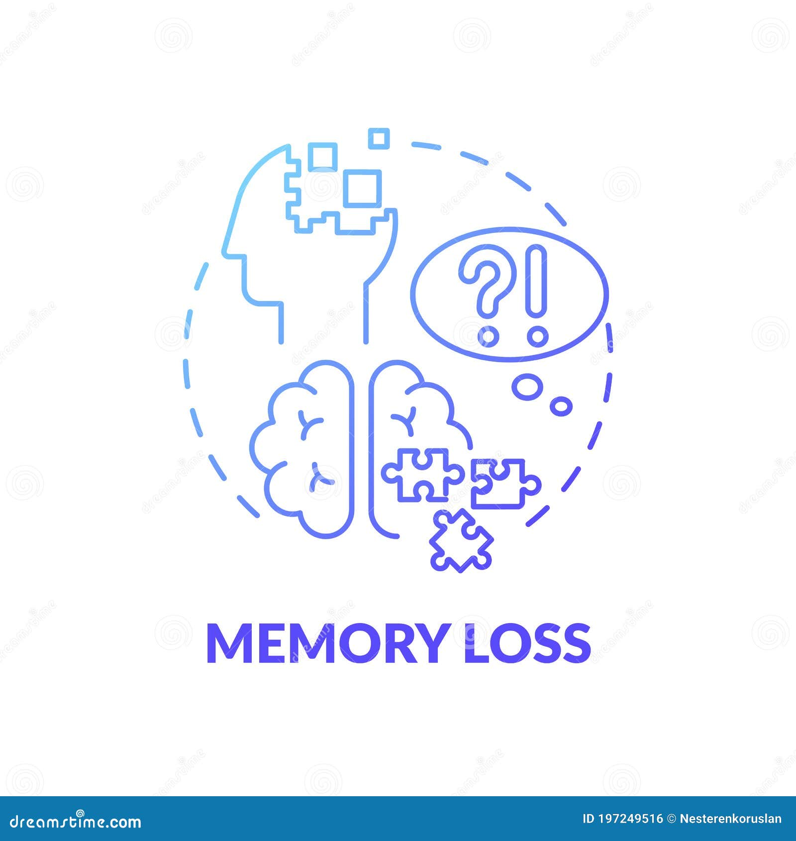 Memory Loss Blue Gradient Concept Icon Stock Vector - Illustration of ...