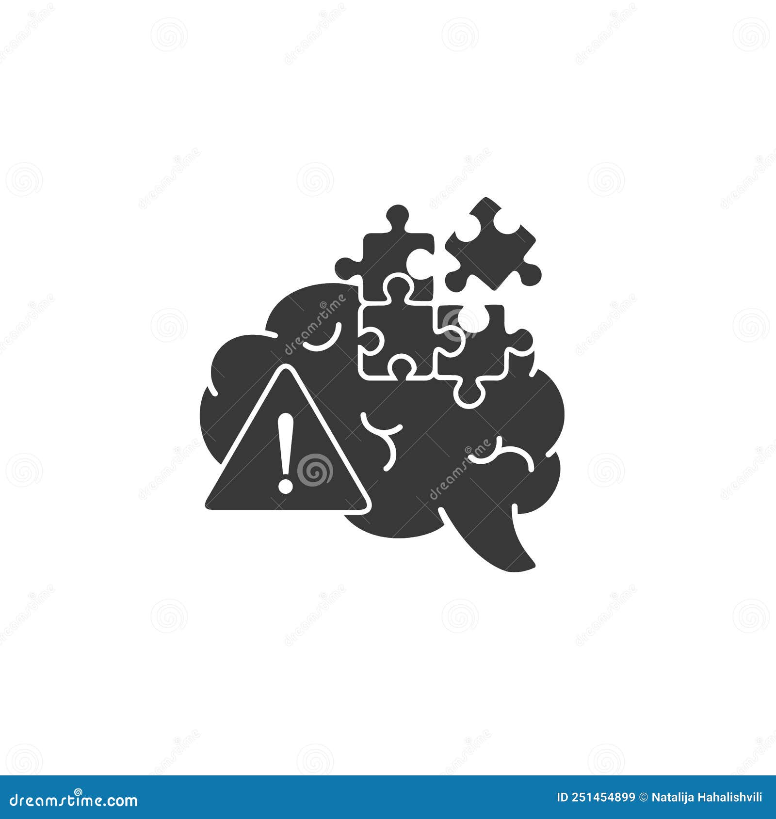 Memory Loss or Decline Icon, Brain with Puzzle, Damage Mind, Forget ...