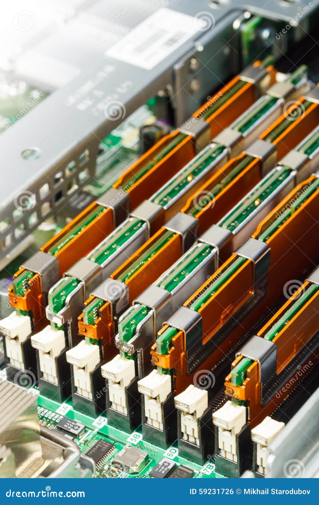 Memory Module in System Board, Closeup Stock Photo - Image of raid ...