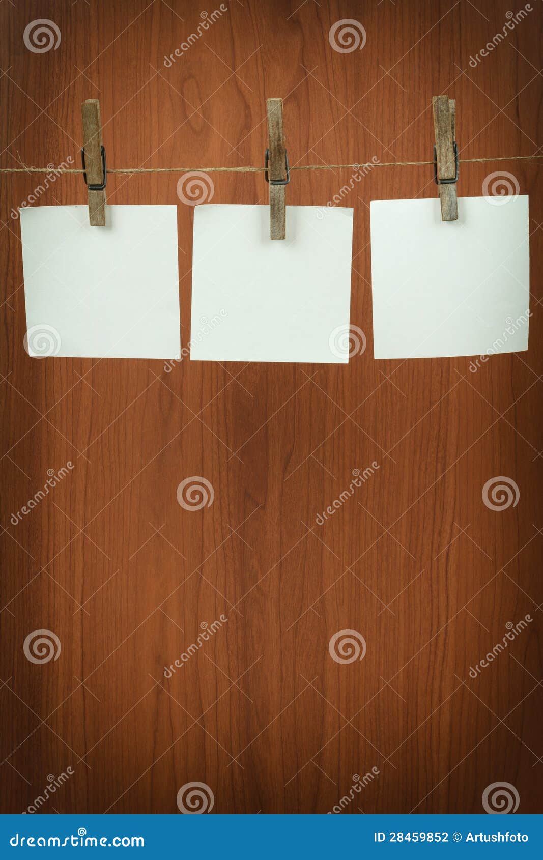 Memory Note Paper Hanging on Cord Stock Photo - Image of message, board ...