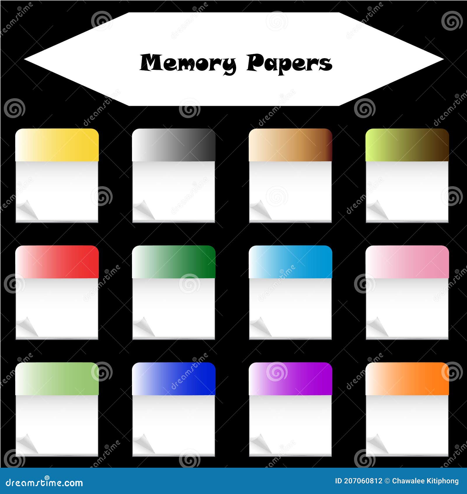 Memory papers, note pad stock vector. Illustration of silver - 207060812