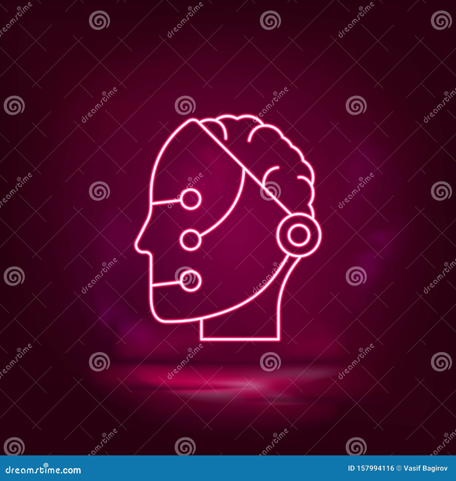 Memory, Robot, Intelligence, Smart Neon Icon - Vector. Artificial ...