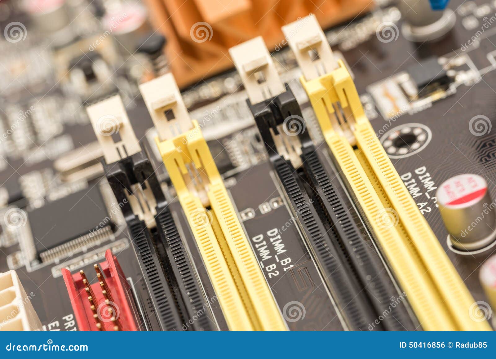 Memory Slots on Motherboard Stock Photo - Image of circuit, digital ...