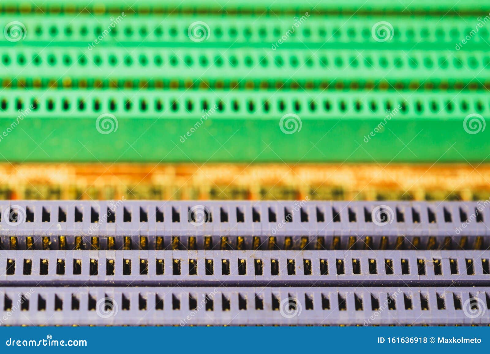Memory Slots on the Motherboard Close Up. Ram Socket Stock Photo ...