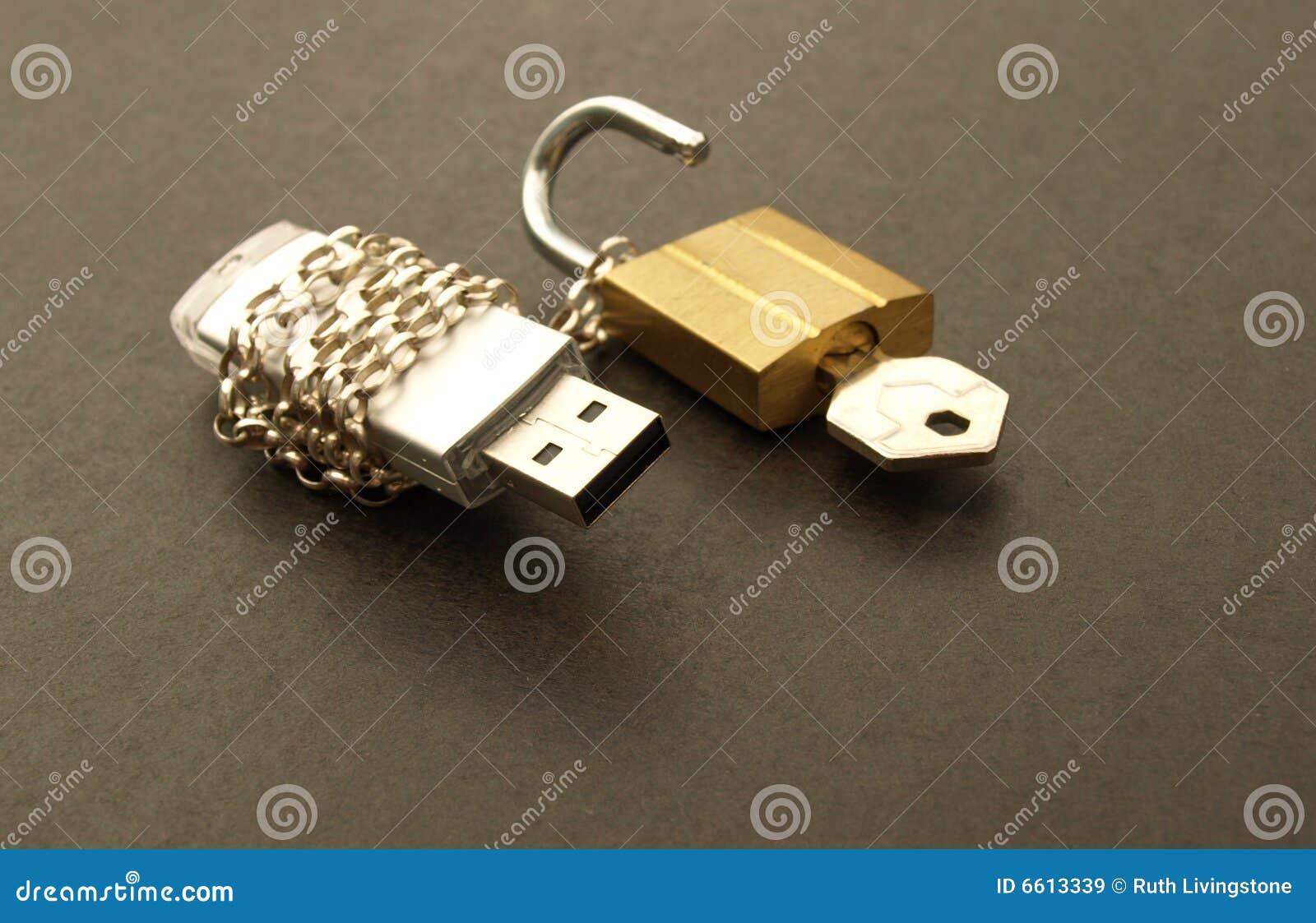 Memory Stick with Chain and Padlock Stock Image - Image of storage ...