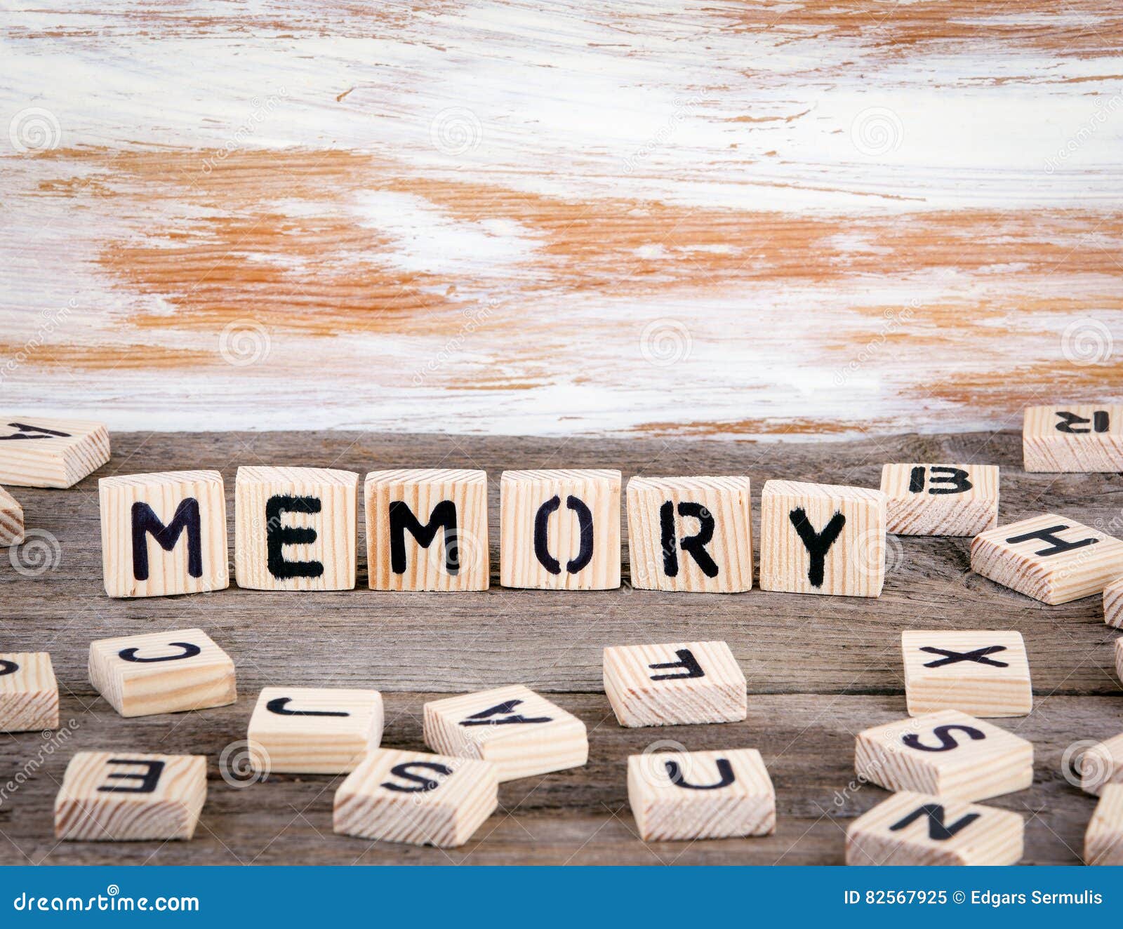 Memory from Wooden Letterson on Wooden Background Stock Image - Image ...
