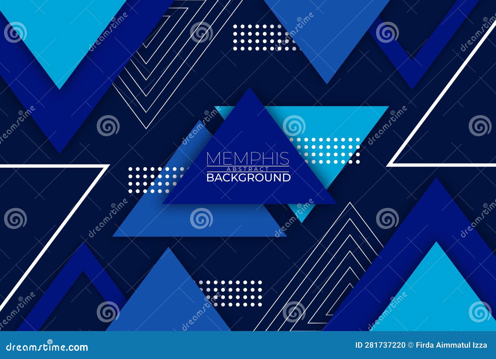Memphis Abstract Background Design with Light Blue and Dark Blue Color ...