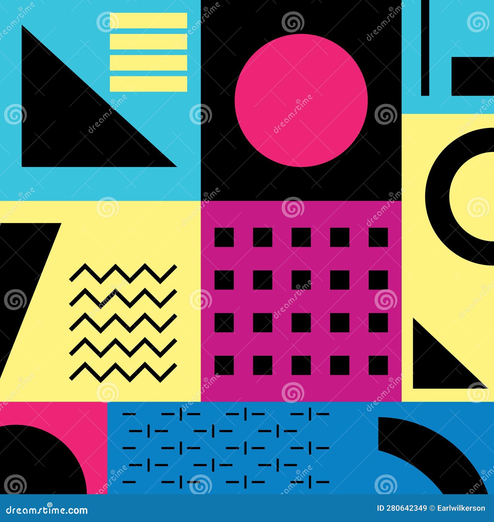 Memphis Art Style Colorful Retro Abstract Vector Illustration Stock ...
