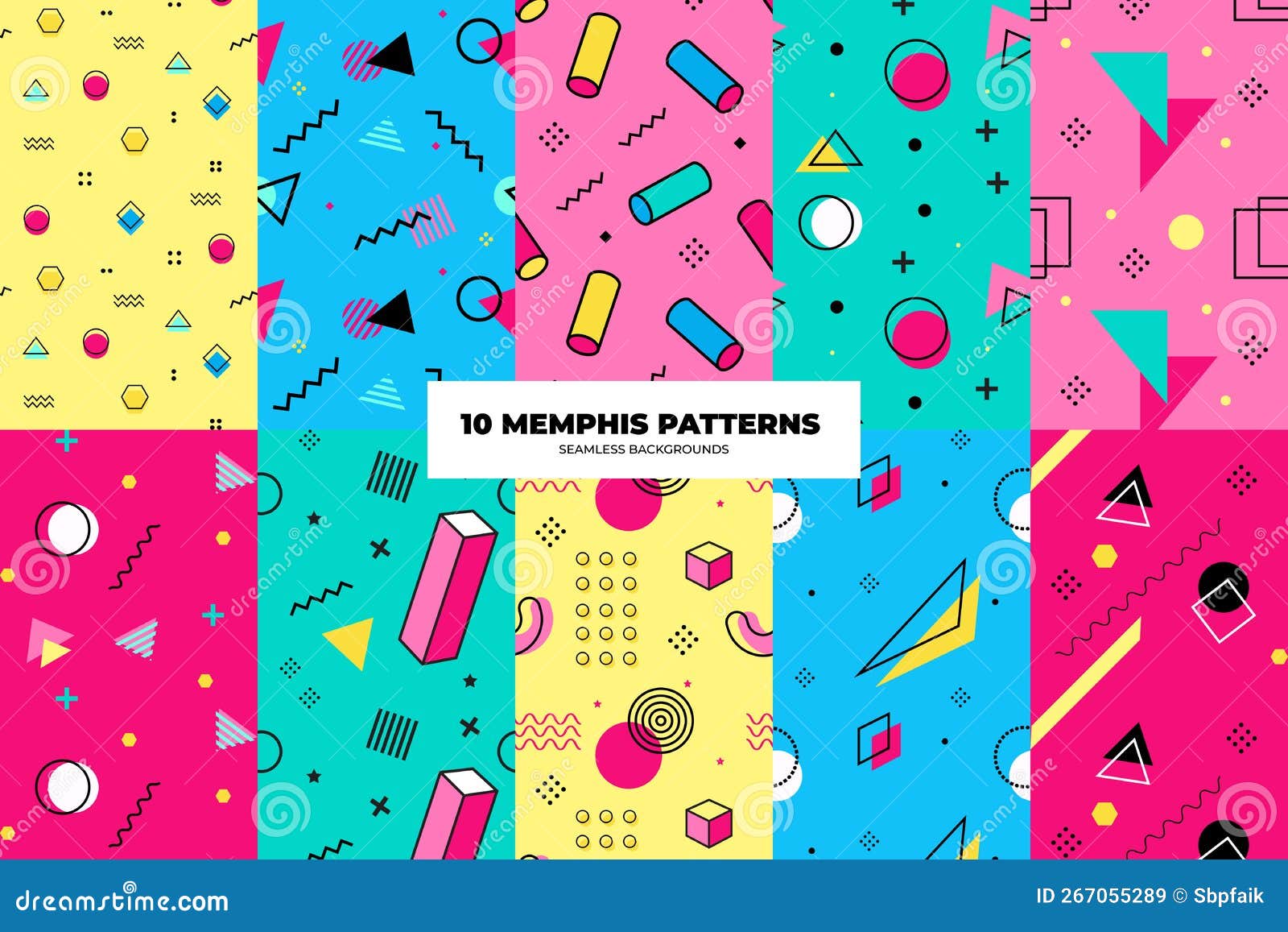 Memphis Background Set stock vector. Illustration of memphis - 267055289