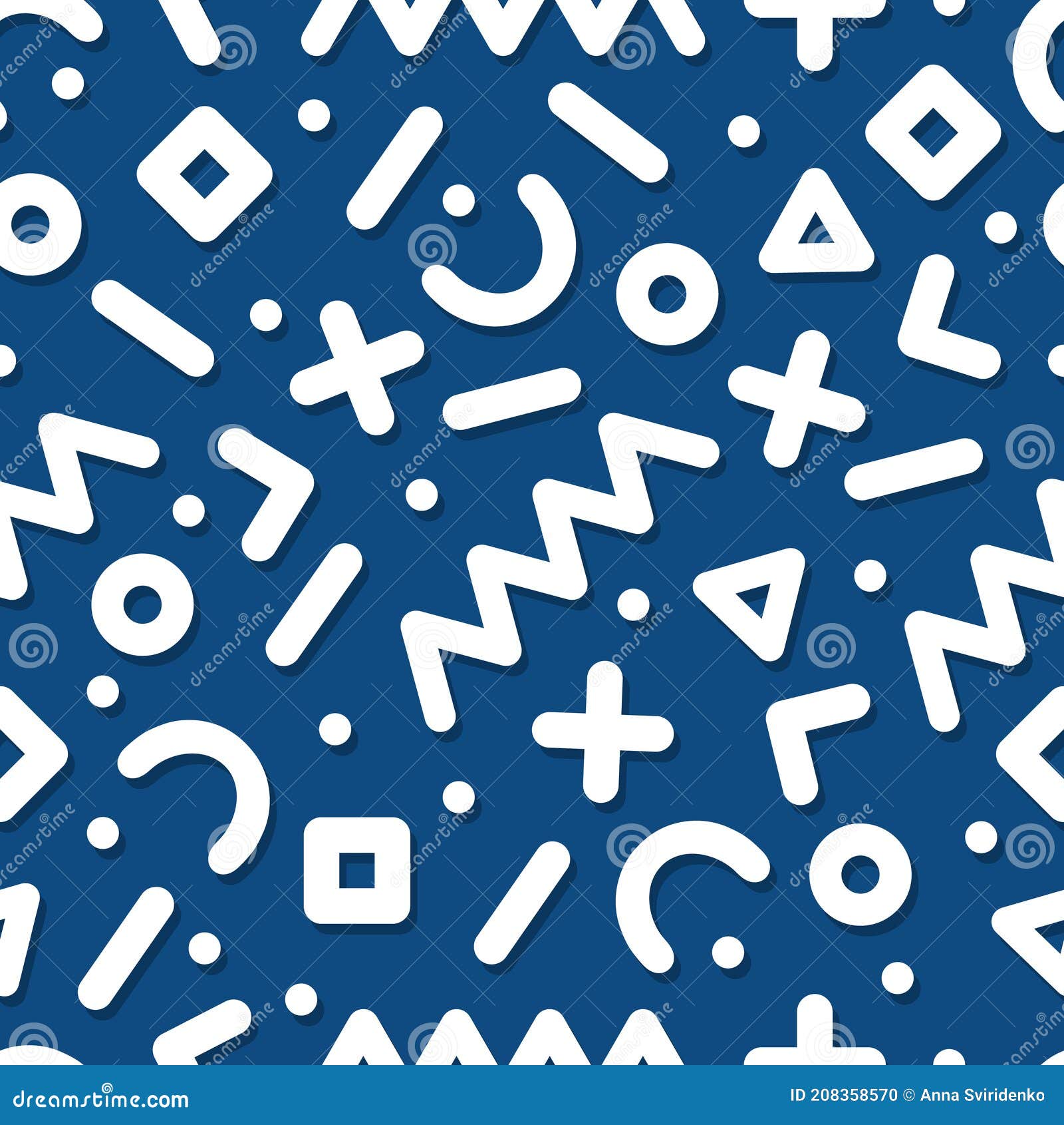 Memphis Blue Pattern Minimal Geometric Background Stock Illustration ...