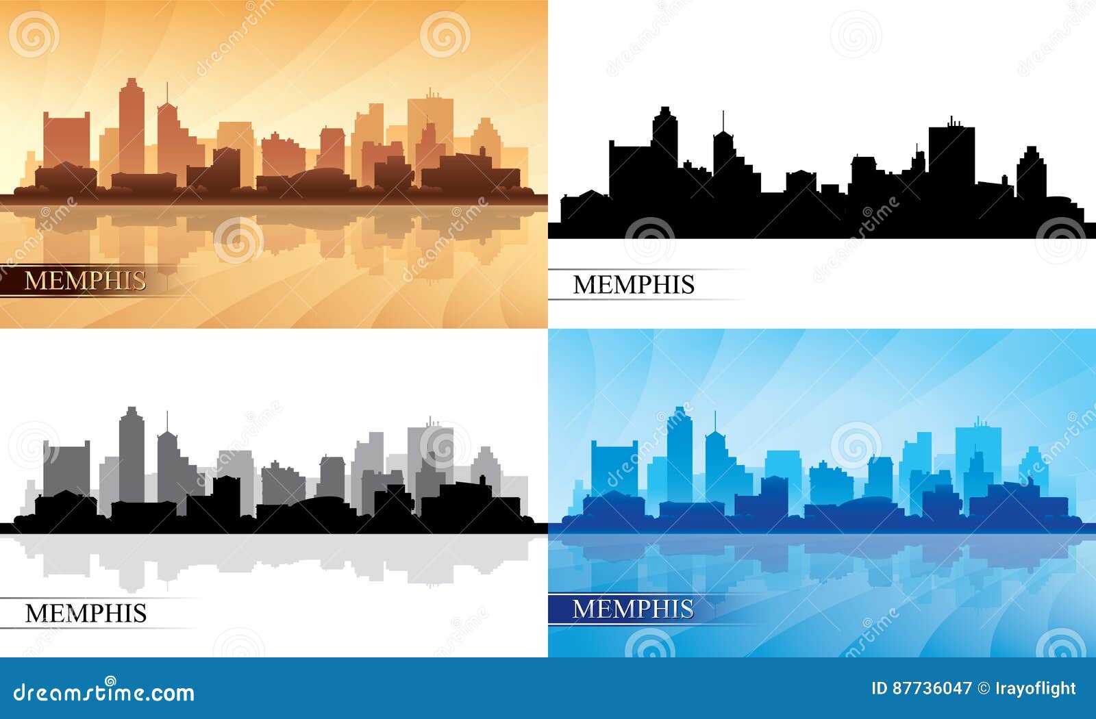 Memphis City Skyline Golden Silhouette. Cartoon Vector | CartoonDealer ...