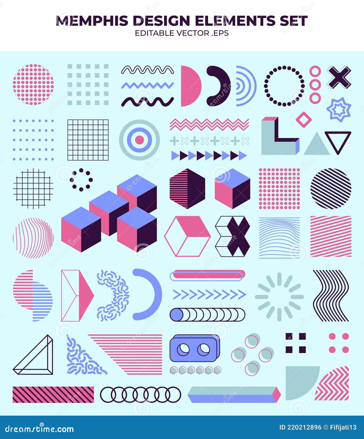 Memphis Design Element Set stock vector. Illustration of circle - 220212896