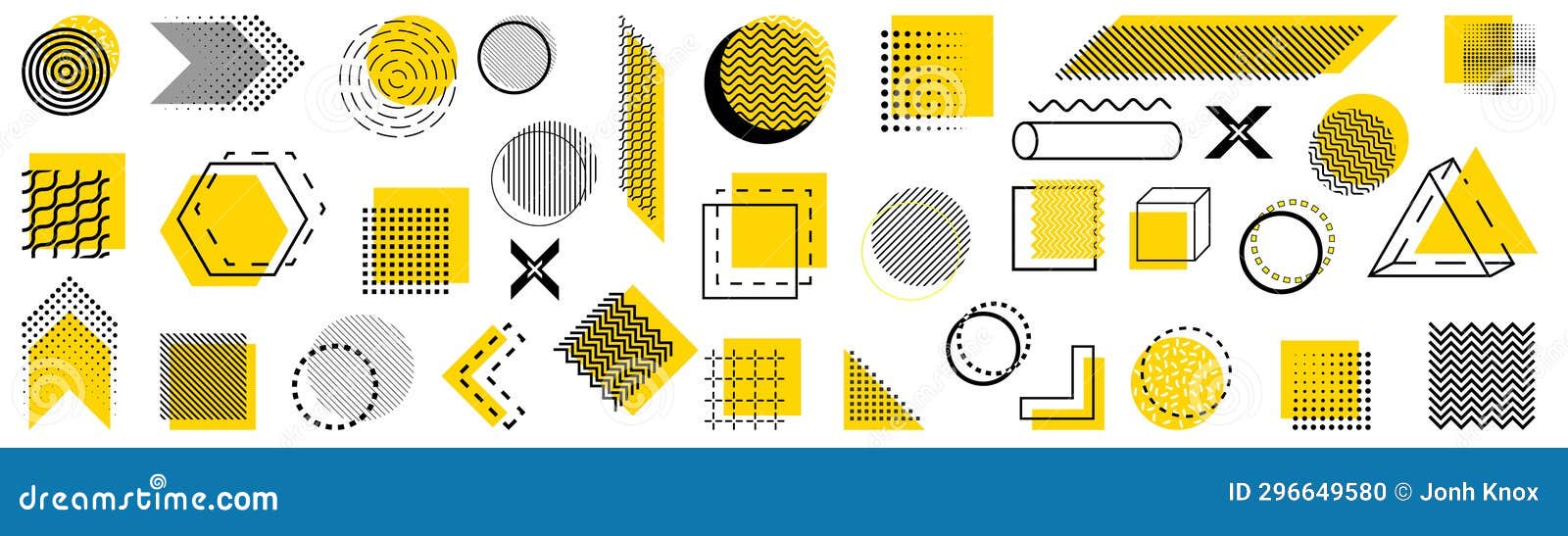 Memphis Design Retro Elements. Geometric Shapes Set. Vector ...