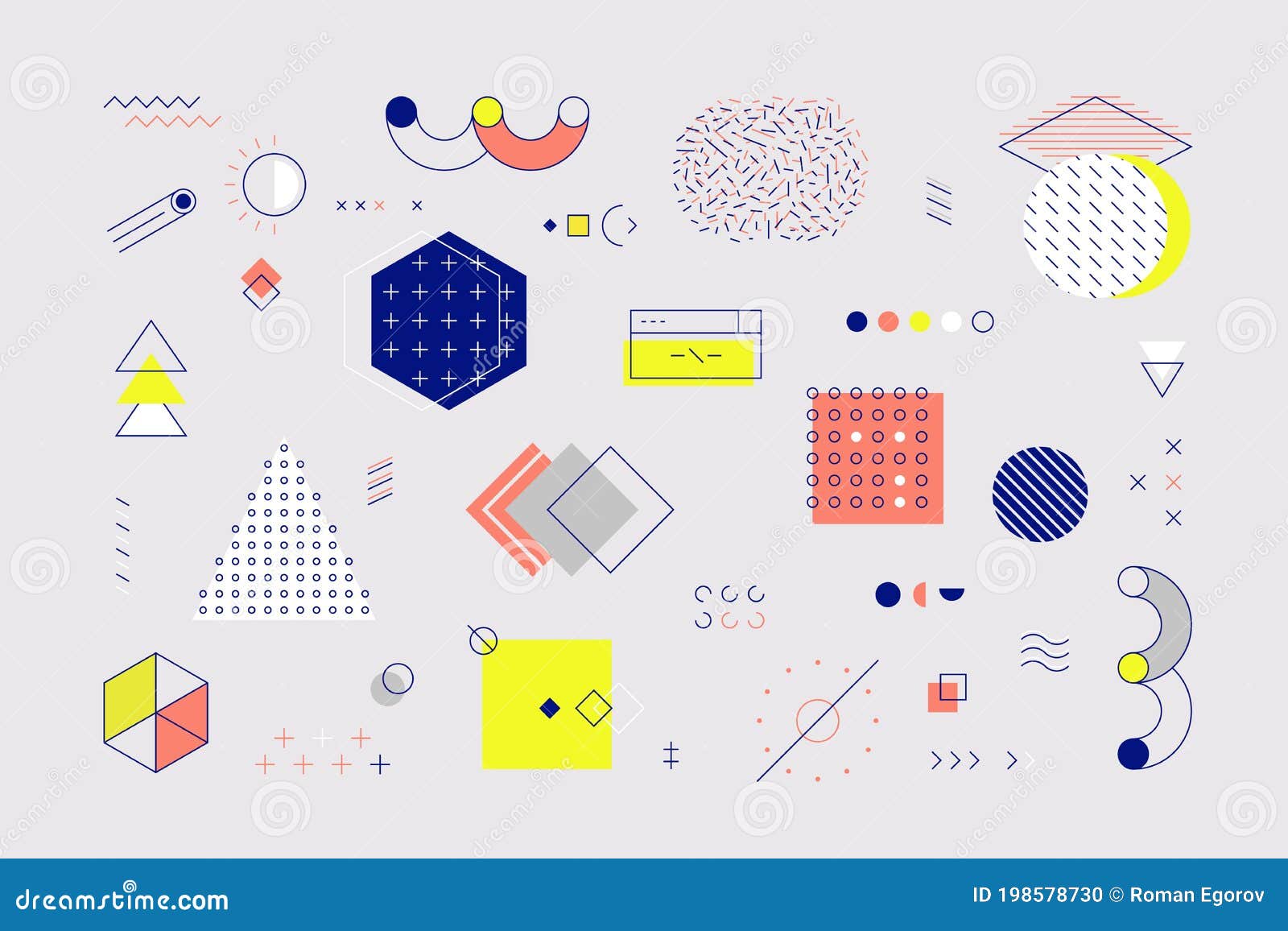 Memphis Elements. Retro Geometric Shapes and Graphic Elements with ...