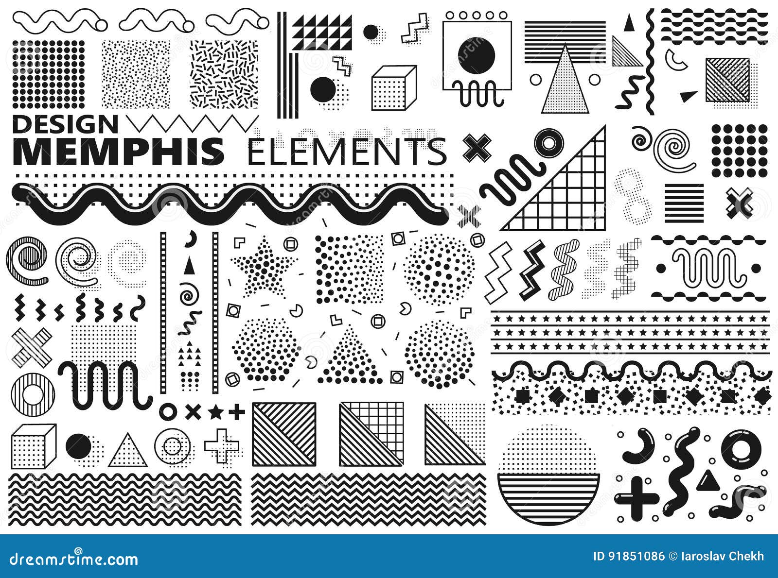 Memphis elements set stock illustration. Illustration of circle - 91851086