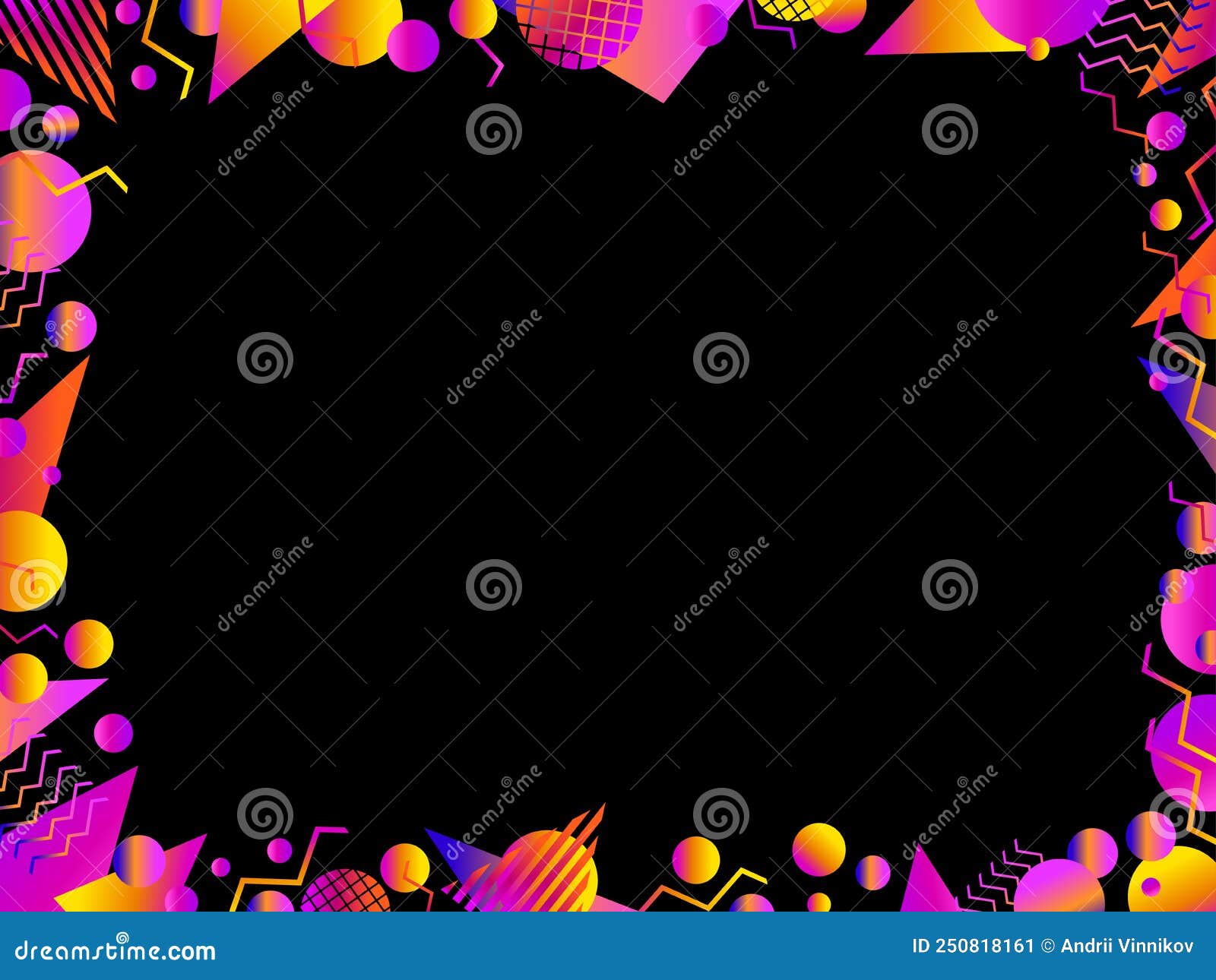 Memphis Geometric Frame. Border Design with Geometric Shapes in 80s ...