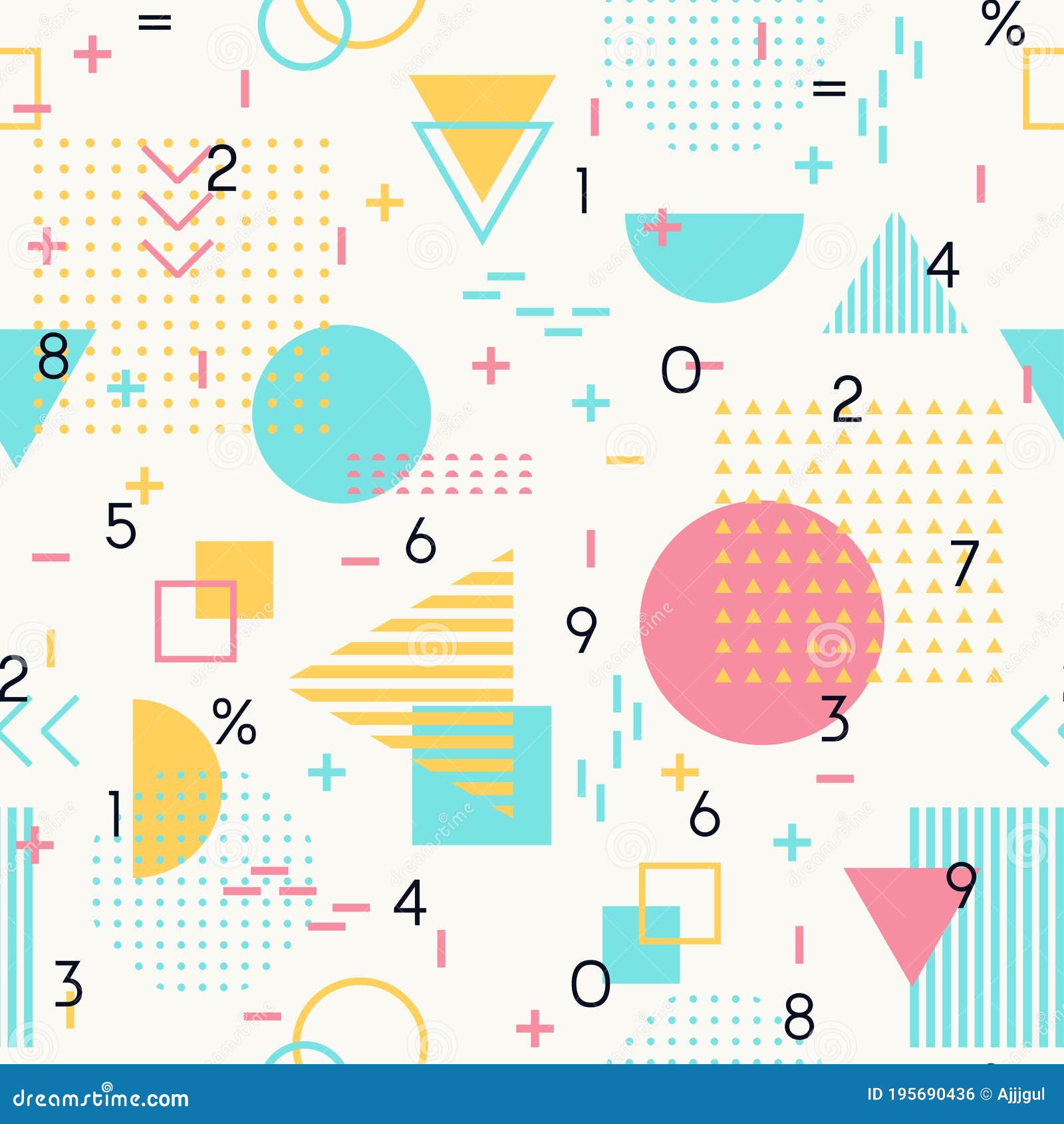 Geometric Memphis Seamless Pattern Stock Illustration - Illustration of ...