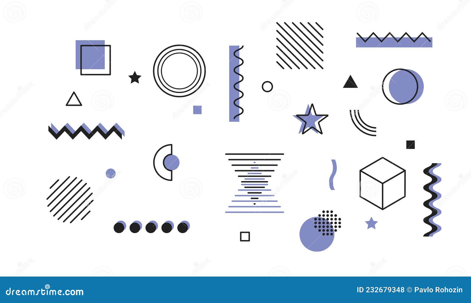 Memphis Geometric Shapes Set for Wallpaper Design. Abstract Vector ...
