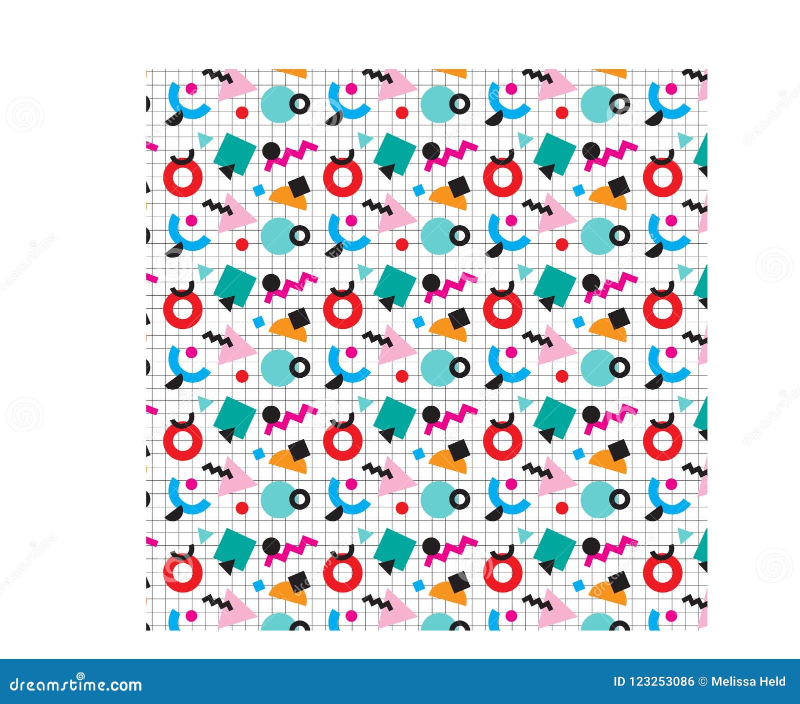 Memphis Vector Pattern on Grid Background Stock Illustration ...