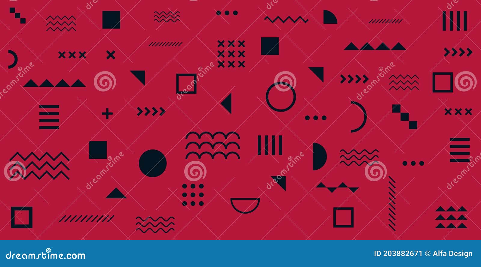 Memphis Geometry Background. Colorful Shapes Pattern, Vivid Coloring ...