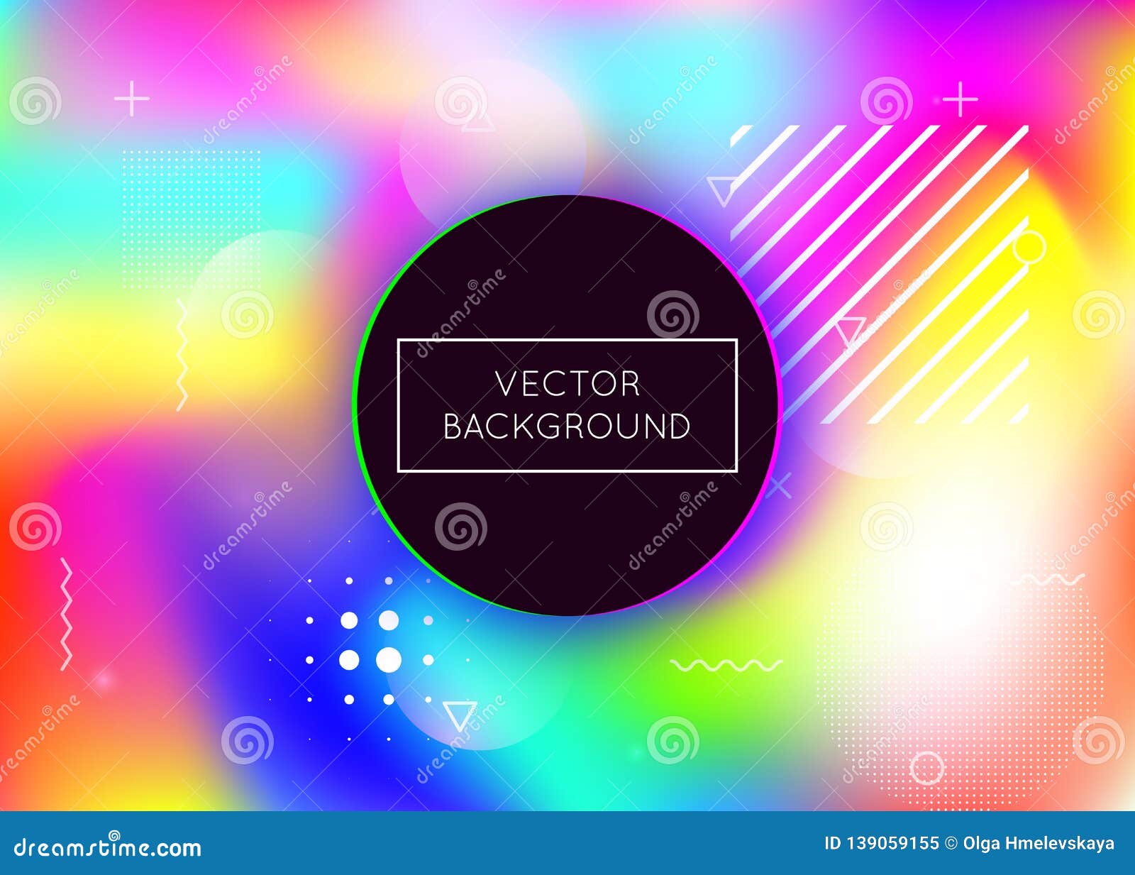 Memphis Gradient Background with Liquid Shapes. Dynamic Holograp Stock ...