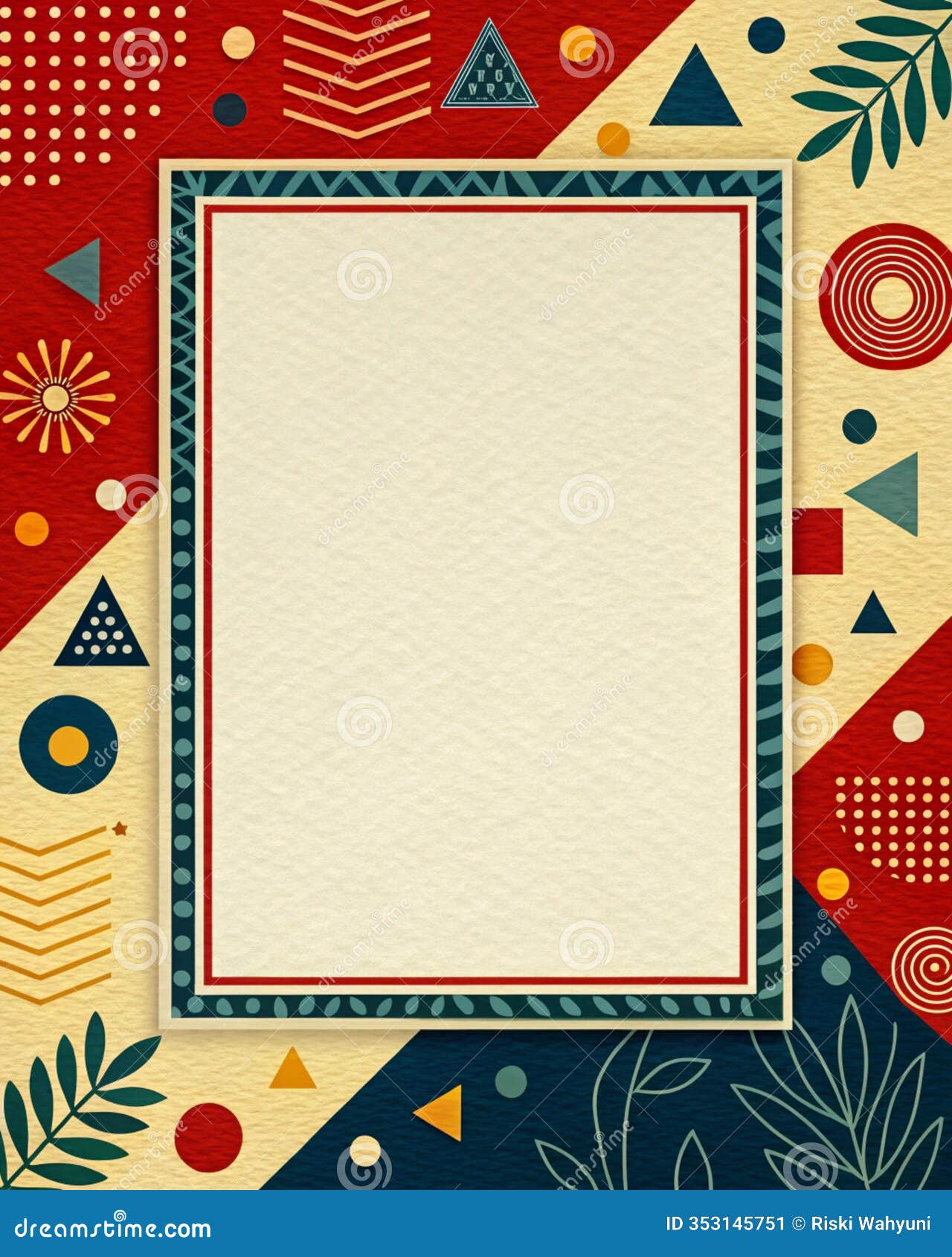 Memphis Pattern Border with Paper Texture and Autumn Night Palette ...