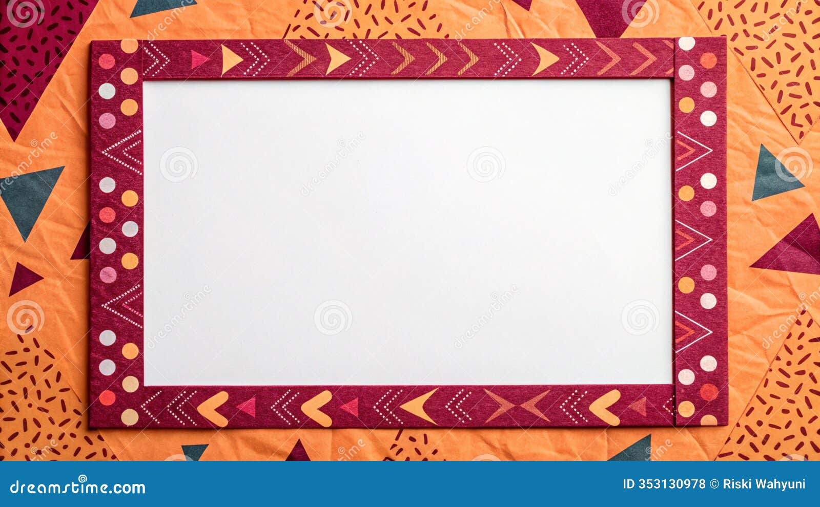 Memphis Pattern Border with Paper Texture and Crimson Sunset Palette ...