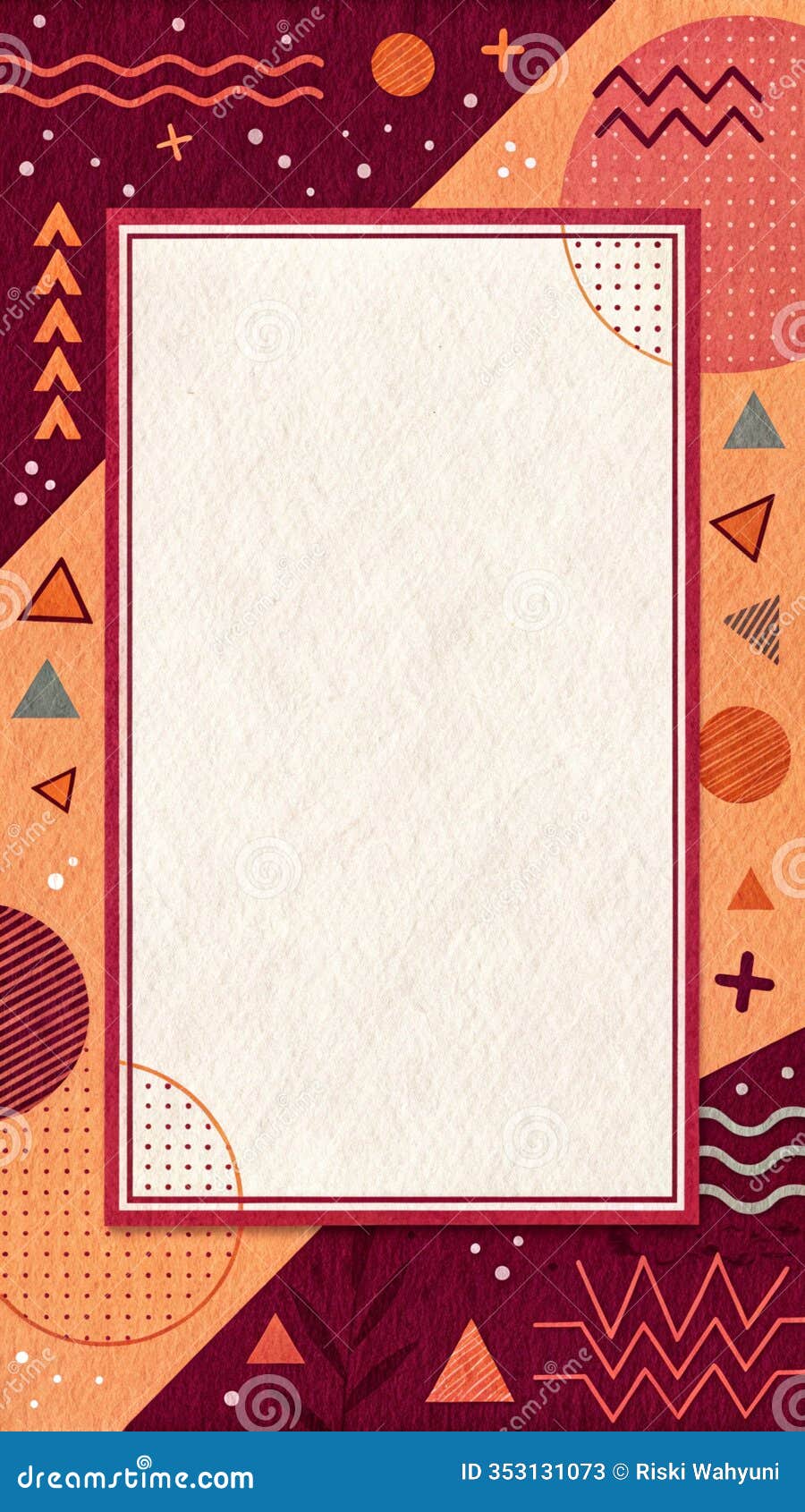 Memphis Pattern Border with Paper Texture and Crimson Sunset Palette ...
