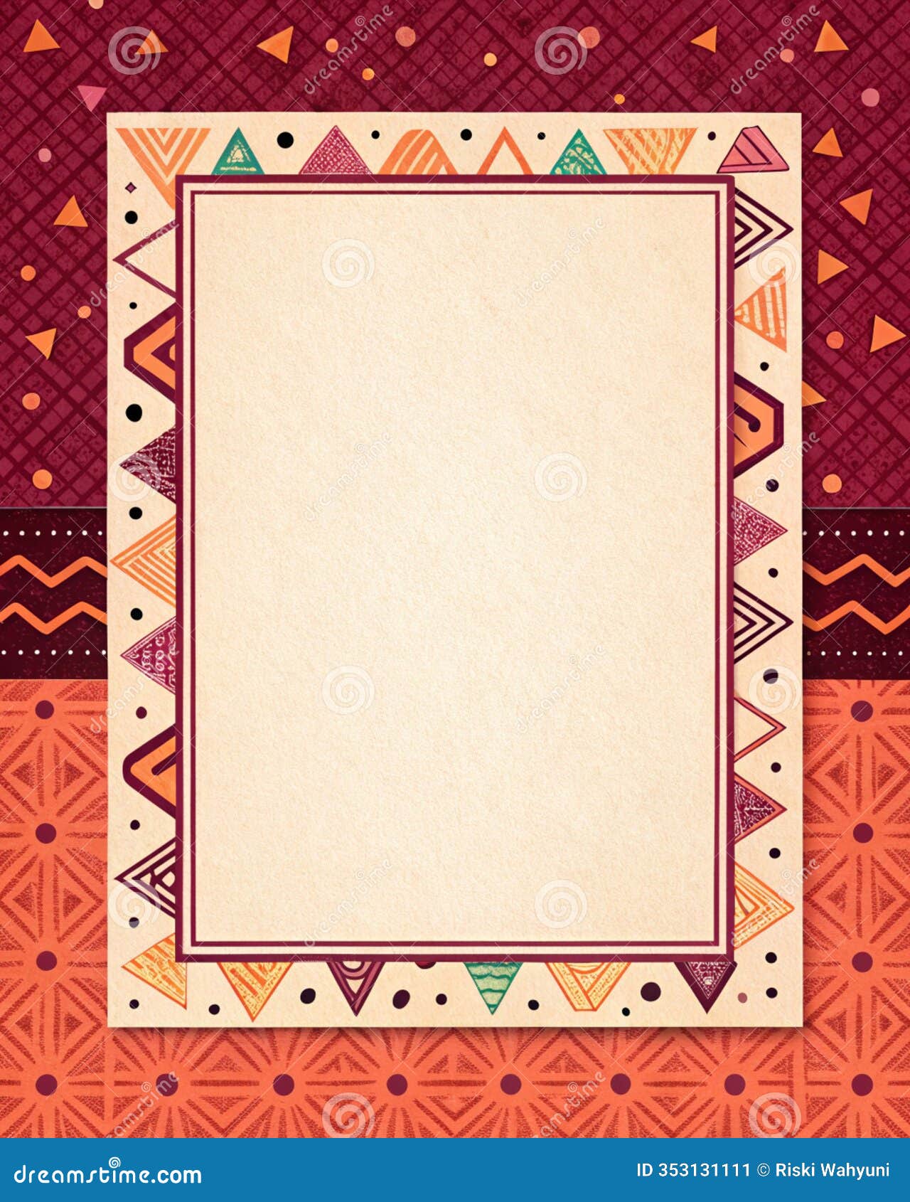 Memphis Pattern Border with Paper Texture and Crimson Sunset Palette ...