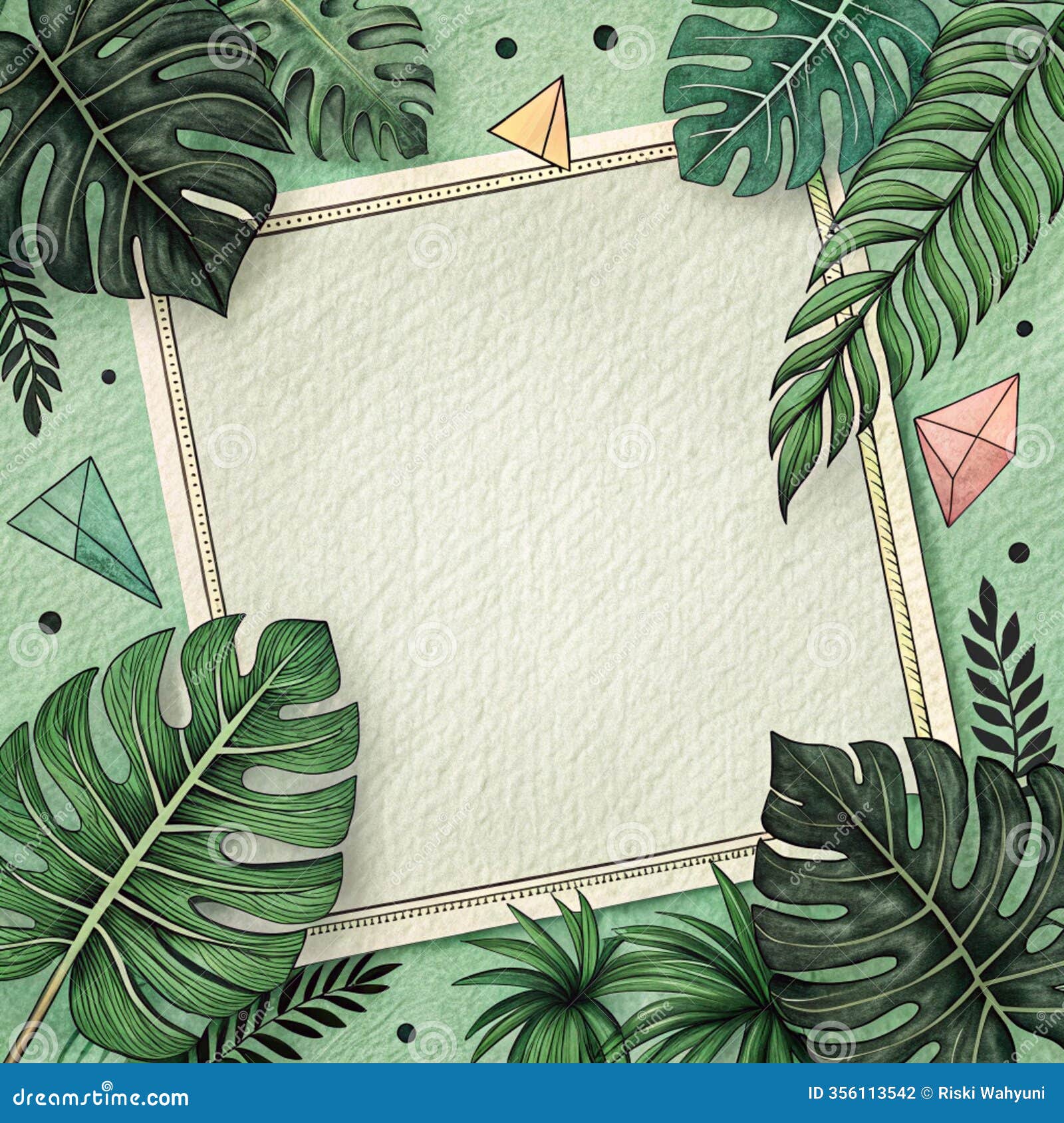 Memphis Pattern Border with Paper Texture and Forest Whisper Palette ...