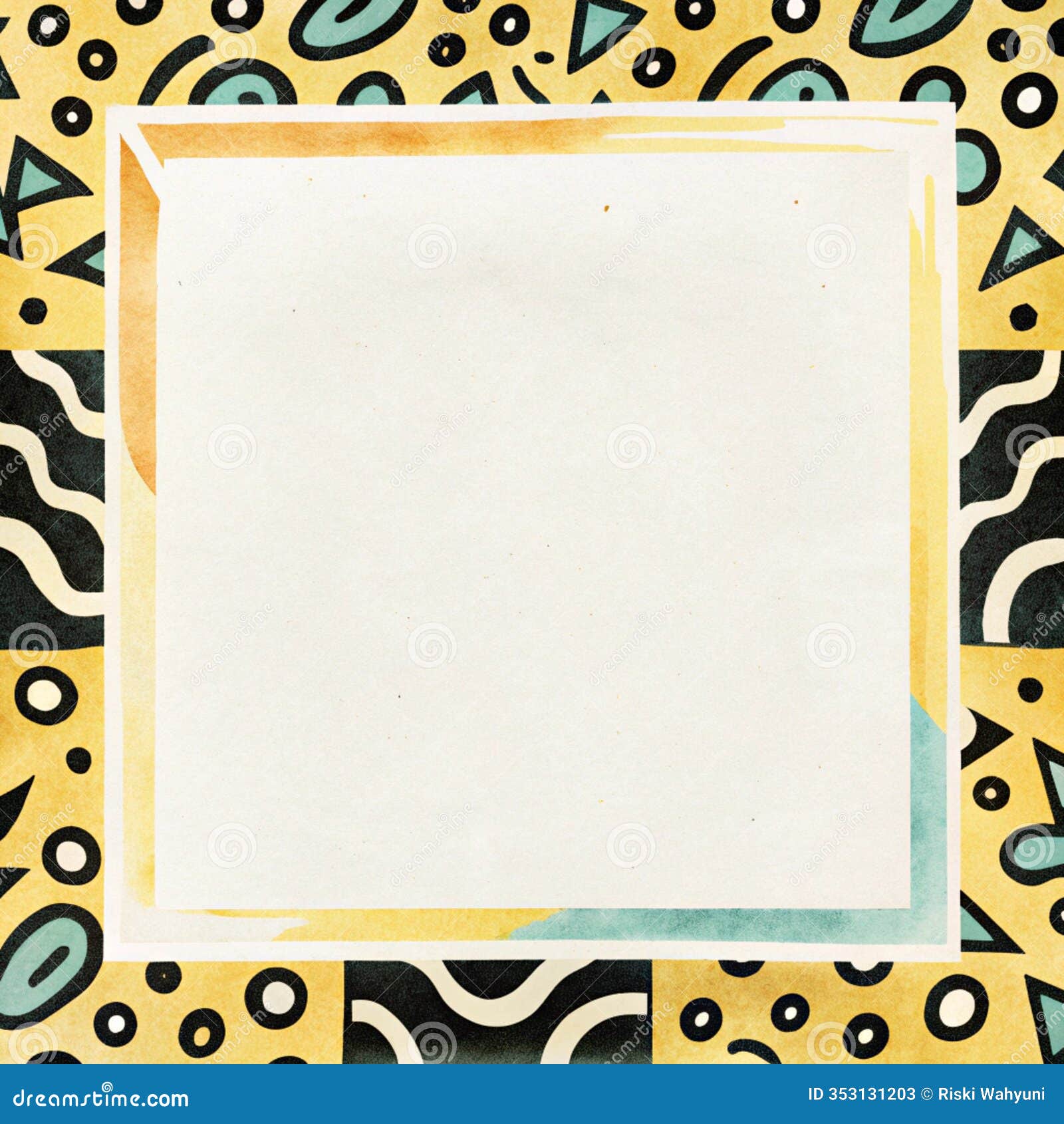 Memphis Pattern Border with Paper Texture and Modern Chic Palette Stock ...