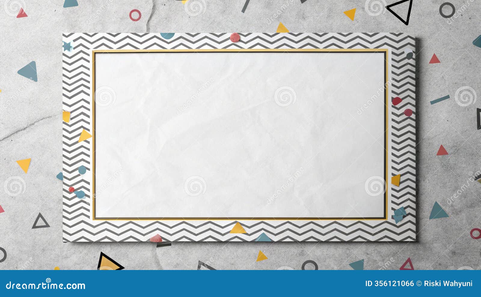 Memphis Pattern Border with Paper Texture and Monochrome Steel Palette ...