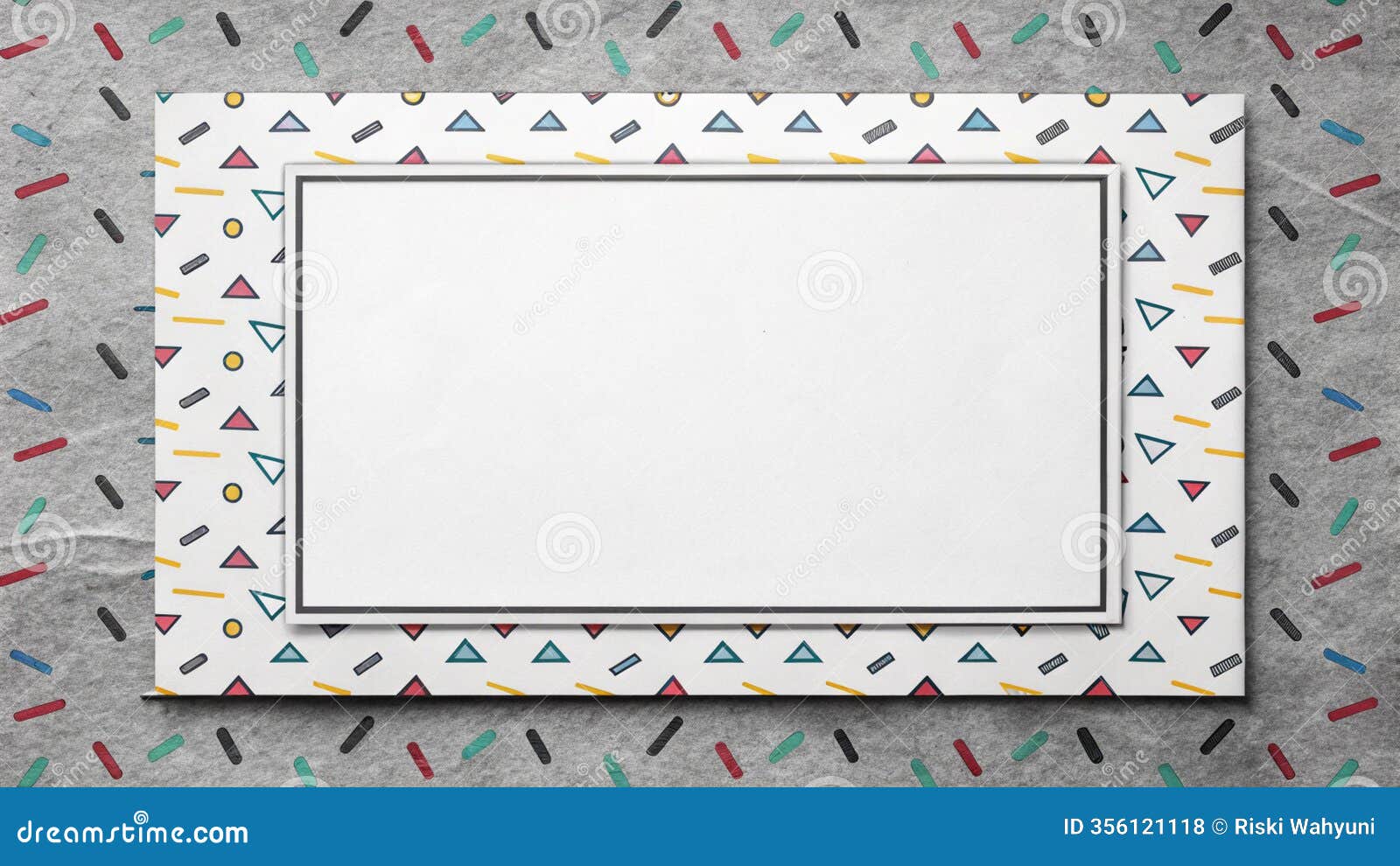 Memphis Pattern Border with Paper Texture and Monochrome Steel Palette ...