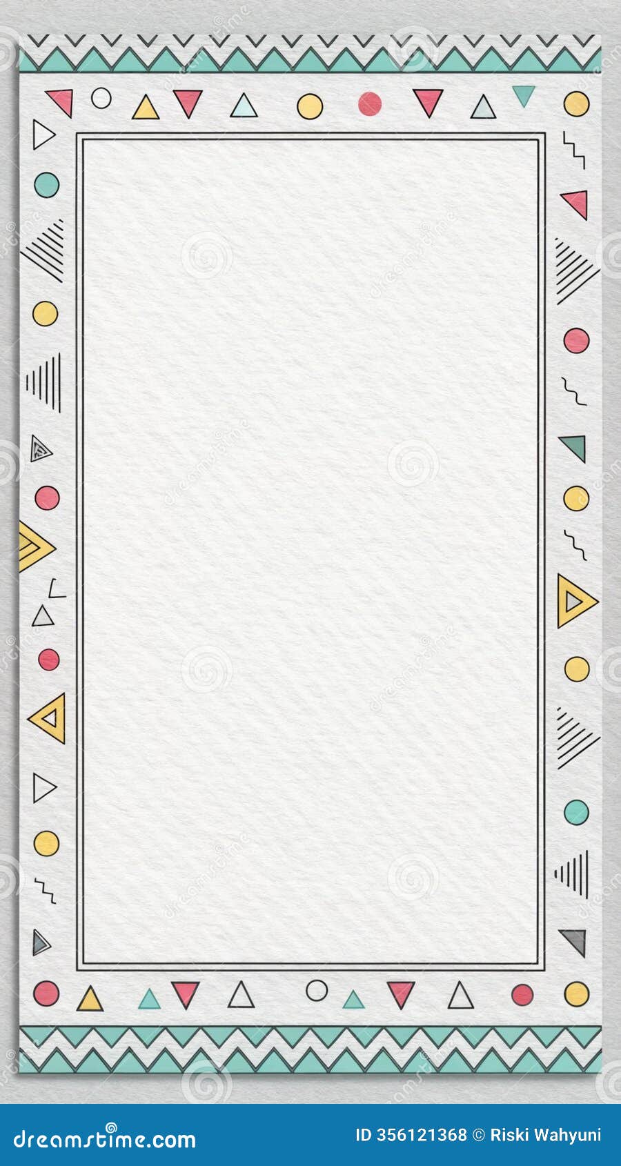 Memphis Pattern Border with Paper Texture and Monochrome Steel Palette ...