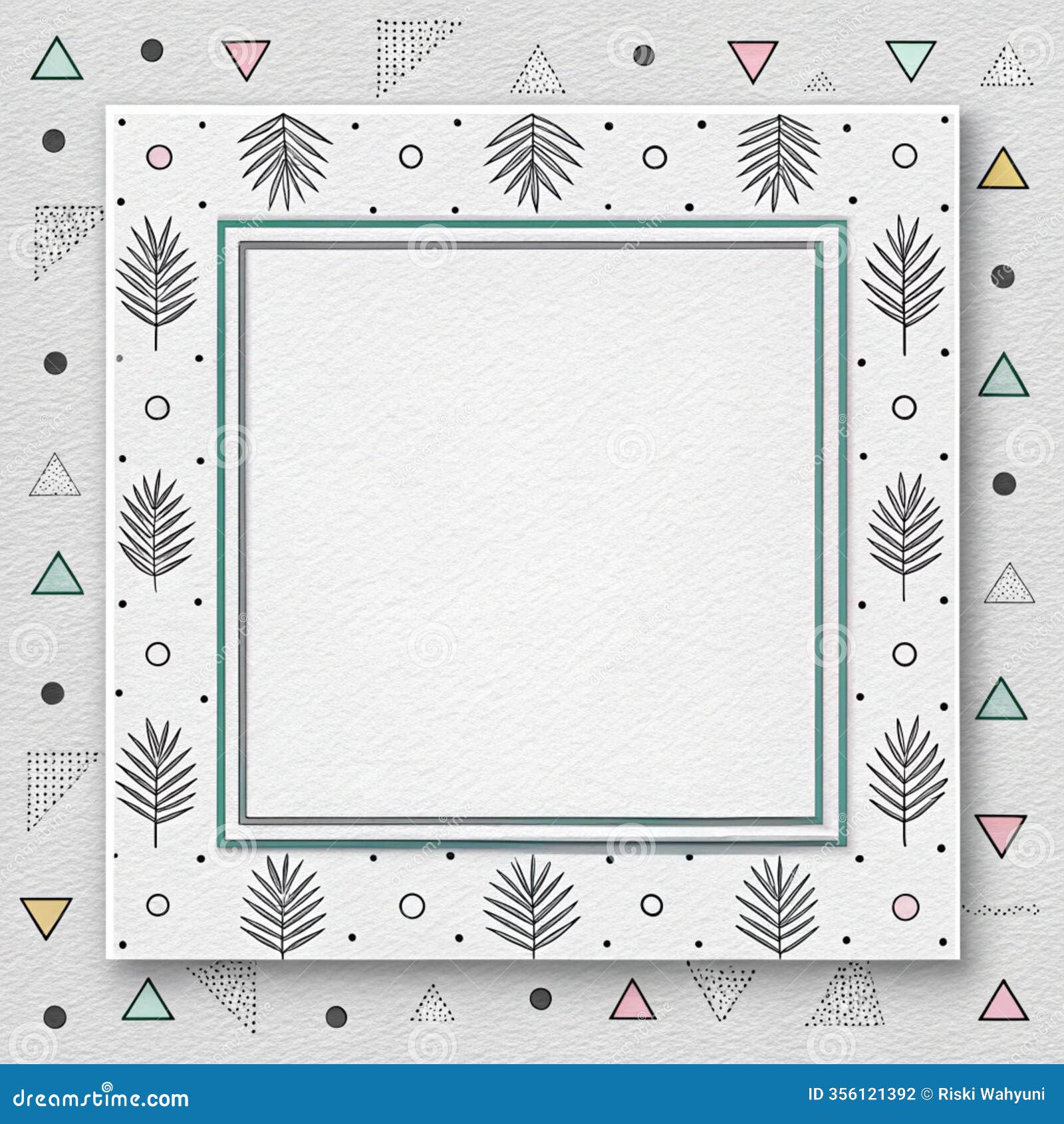 Memphis Pattern Border with Paper Texture and Monochrome Steel Palette ...