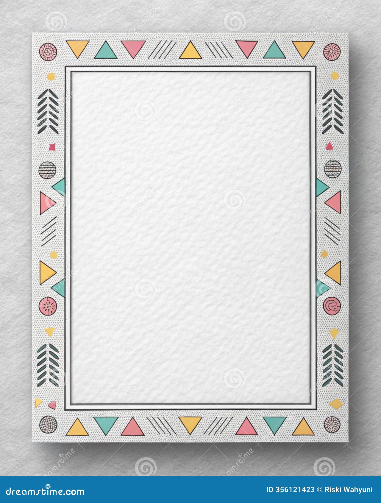 Memphis Pattern Border with Paper Texture and Monochrome Steel Palette ...