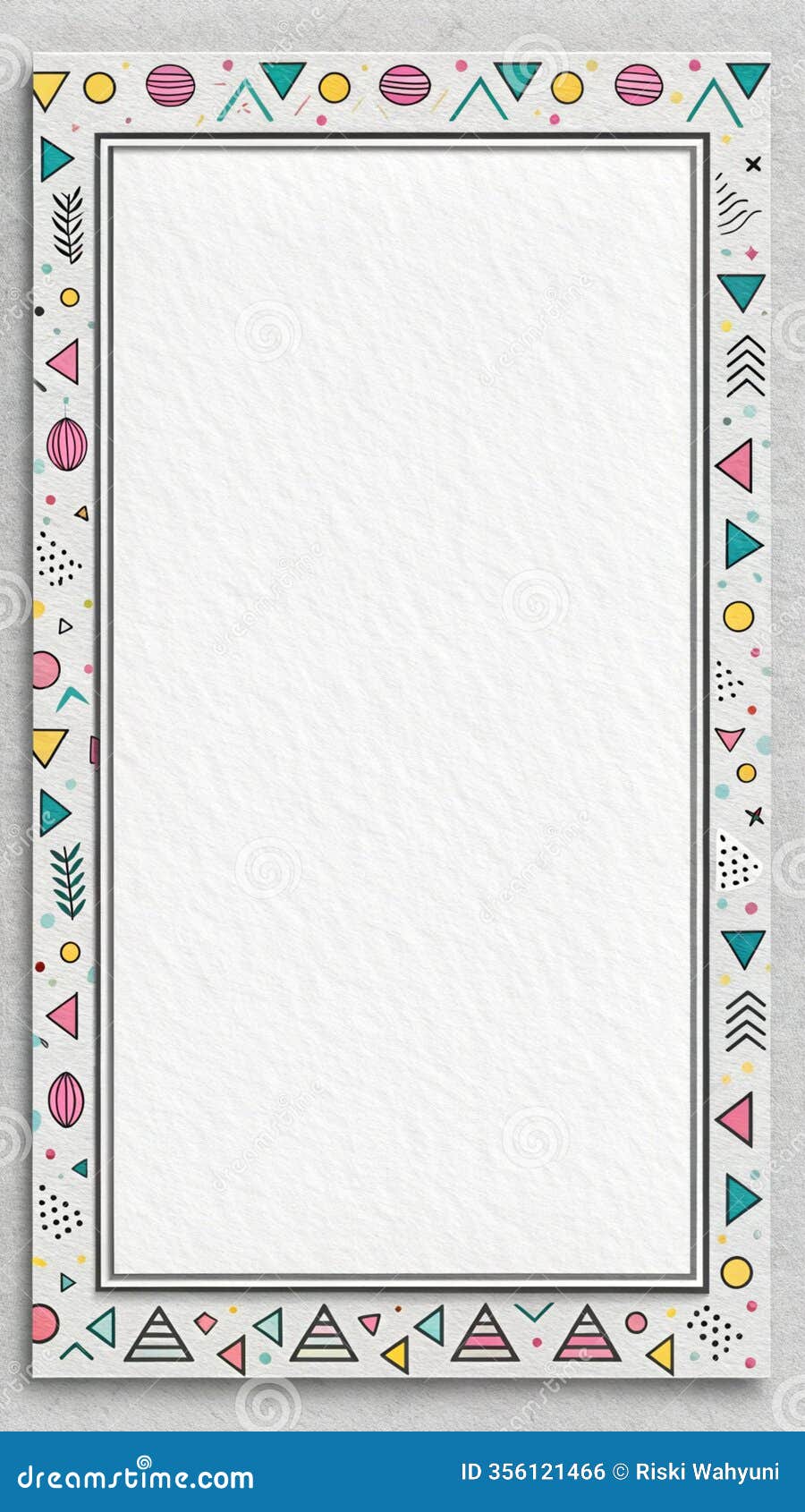 Memphis Pattern Border with Paper Texture and Monochrome Steel Palette ...