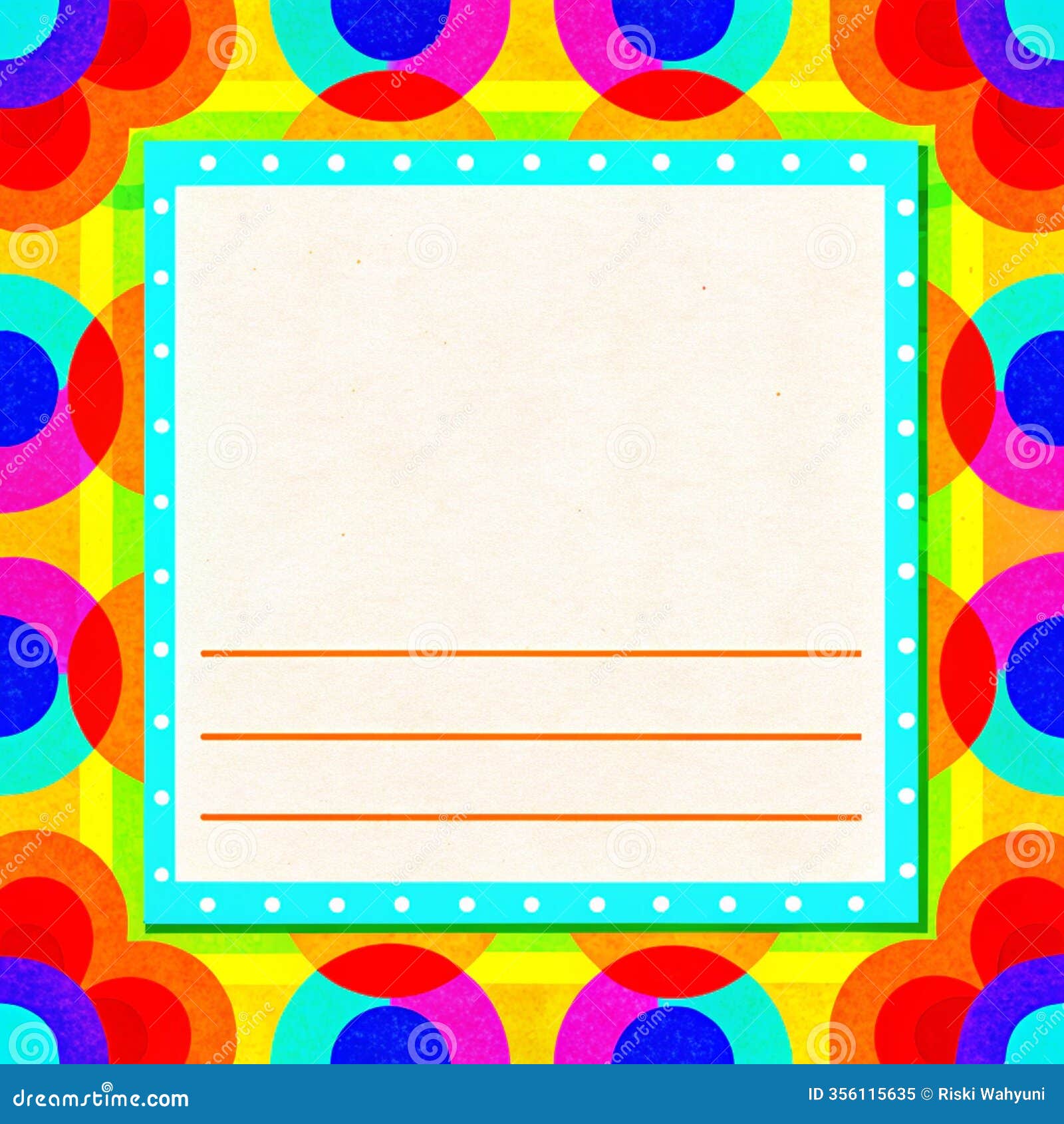 Memphis Pattern Border with Paper Texture and Neon Spectrum Palette ...