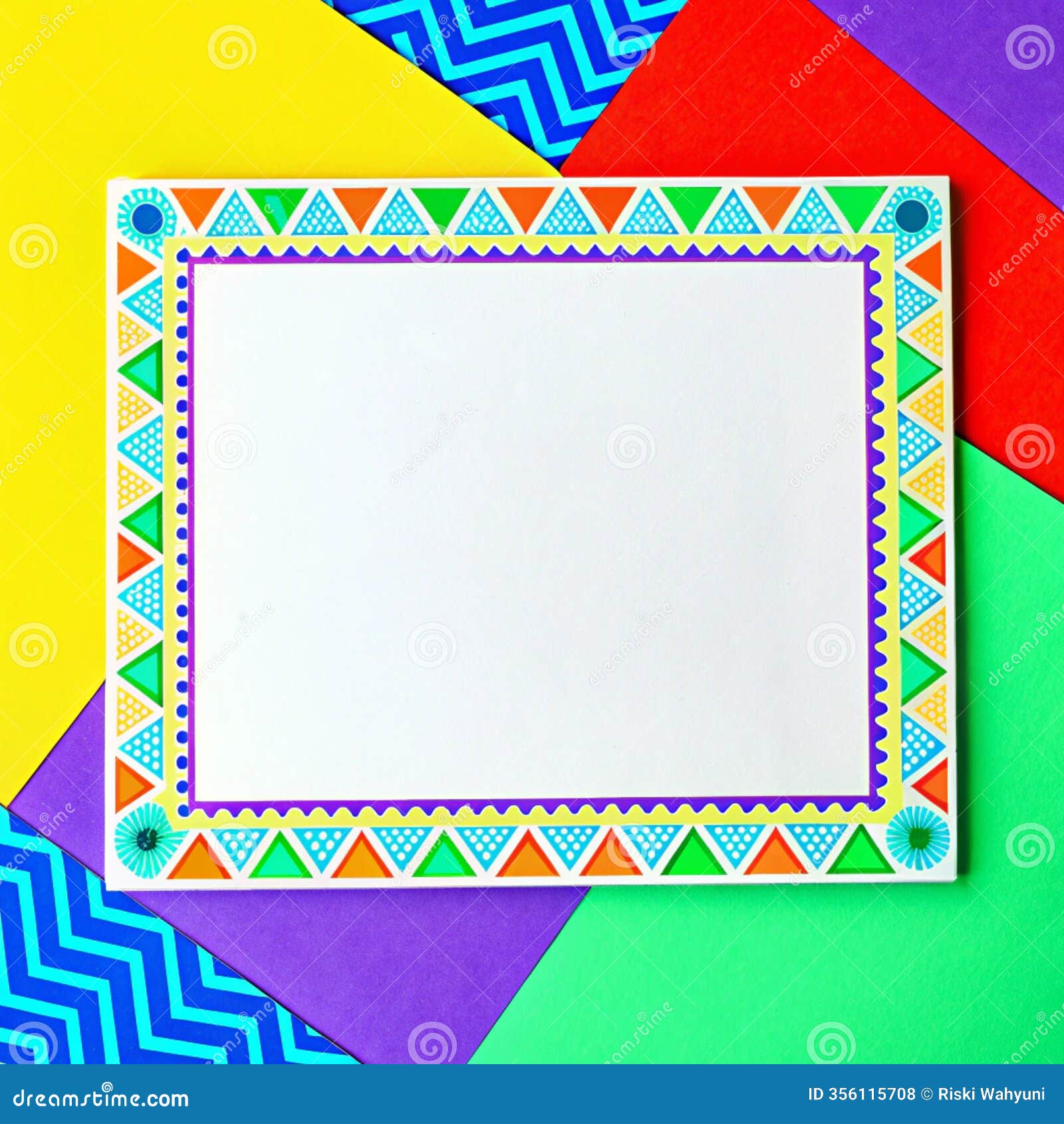 Memphis Pattern Border with Paper Texture and Neon Spectrum Palette ...